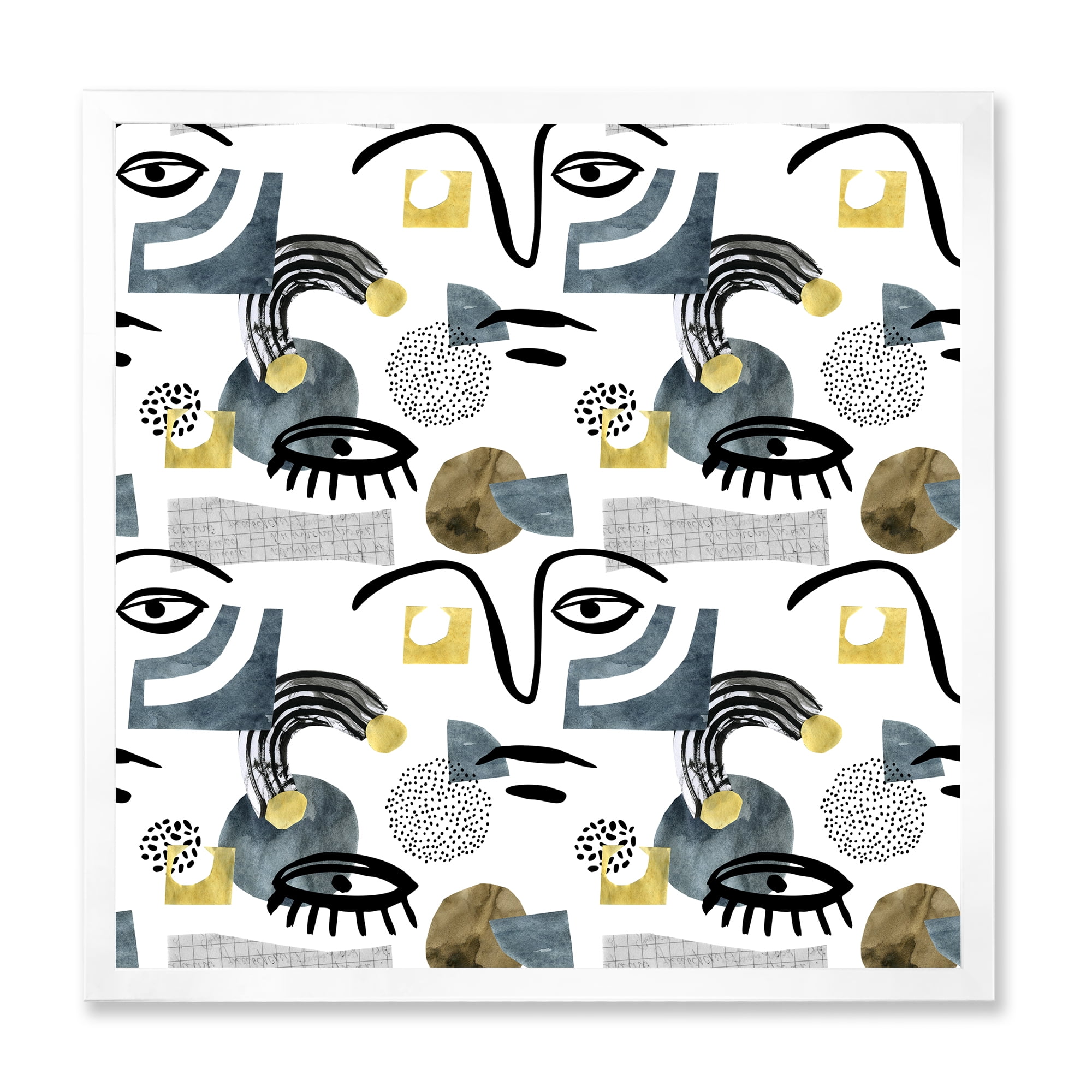 Designart Collage of Eyes And Doodles - Framed Art Print - Walmart.com