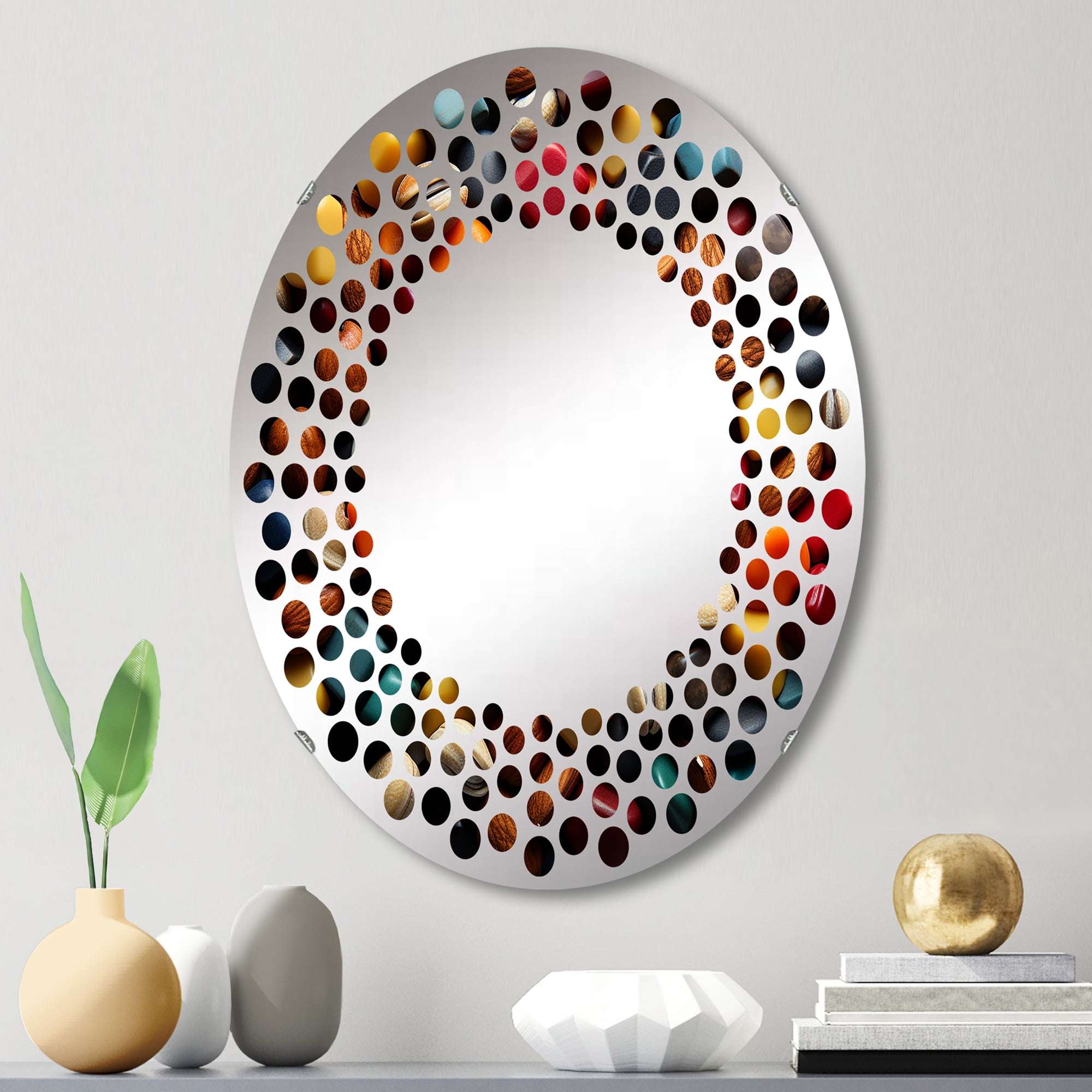 Designart "Collage of Nut Discoveries II" Nuts Polka Dot Round Wall ...
