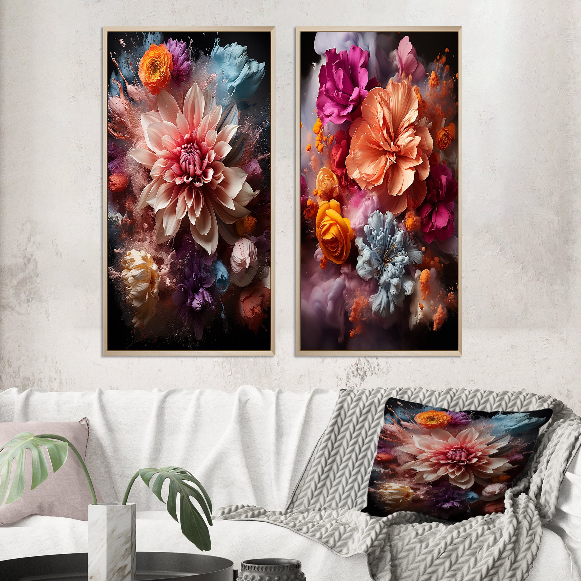 Designart "Collage of Vibrant Dahlia Flowers I" Dahlia Framed Wall Art ...