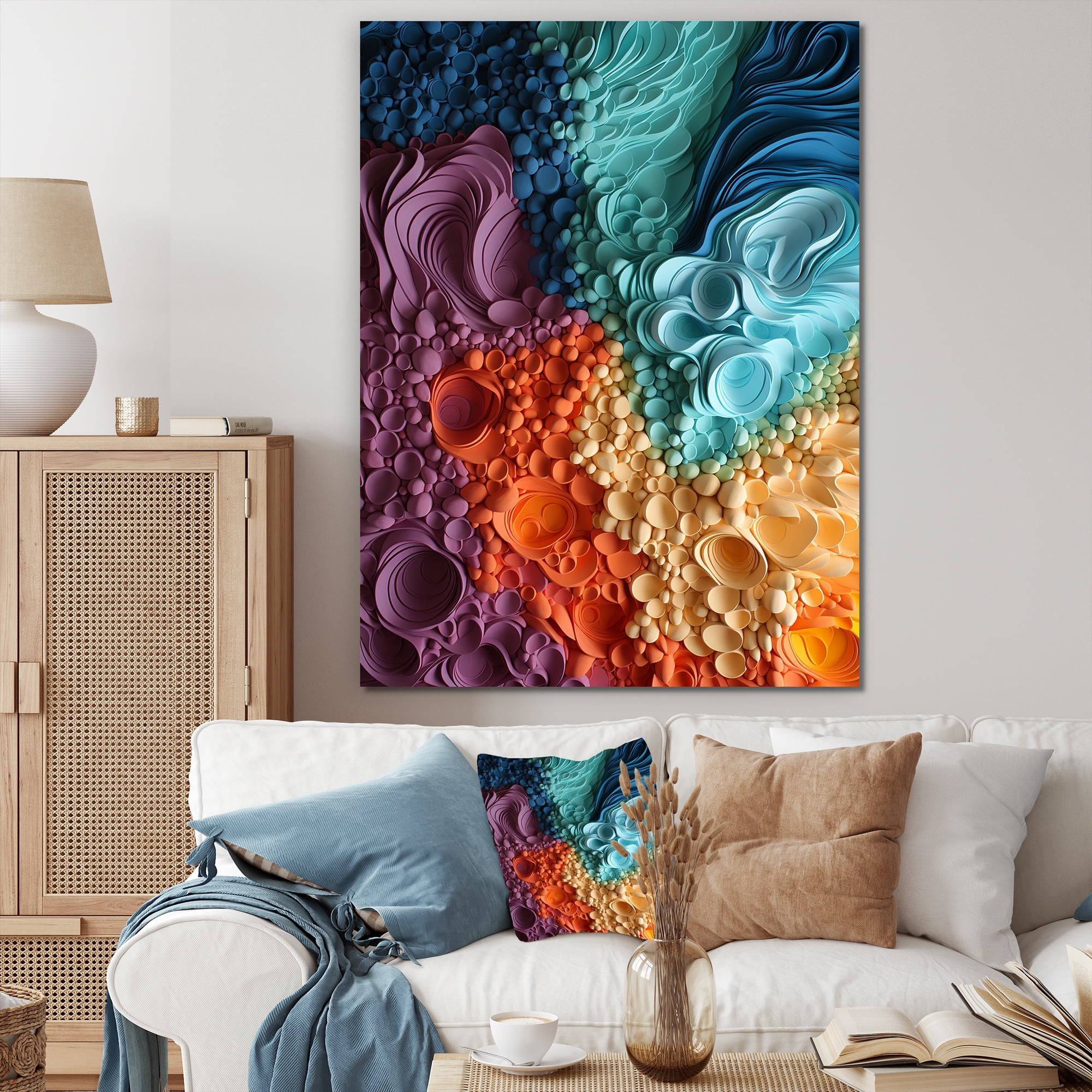 Designart "Collages in Rainbow Fantasia II" Abstract Canvas Wall Art ...