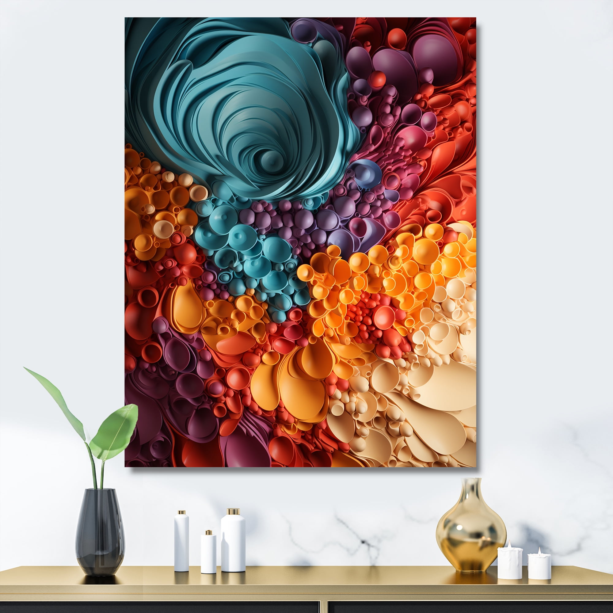 Designart "Collages in Rainbow Fantasia III" Abstract Canvas Wall Art ...