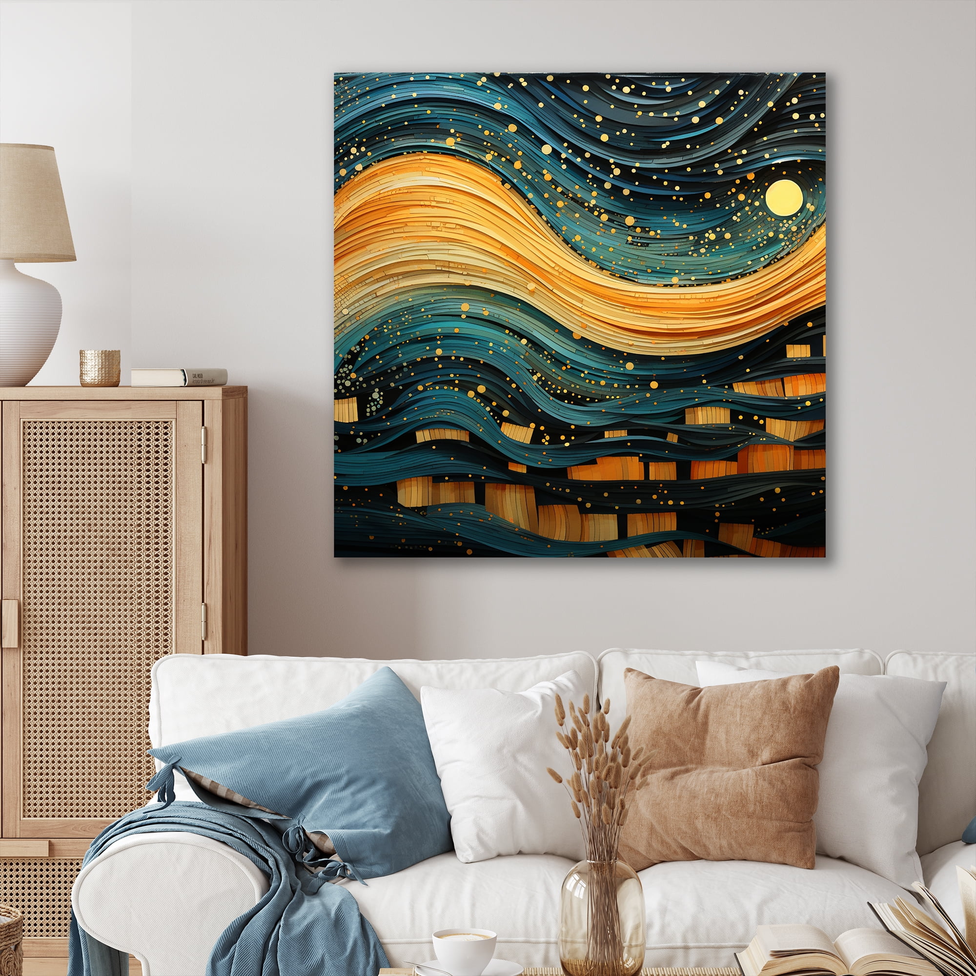 Designart "Collages of Abstract Nature in Orange I" Abstract Wall Art ...