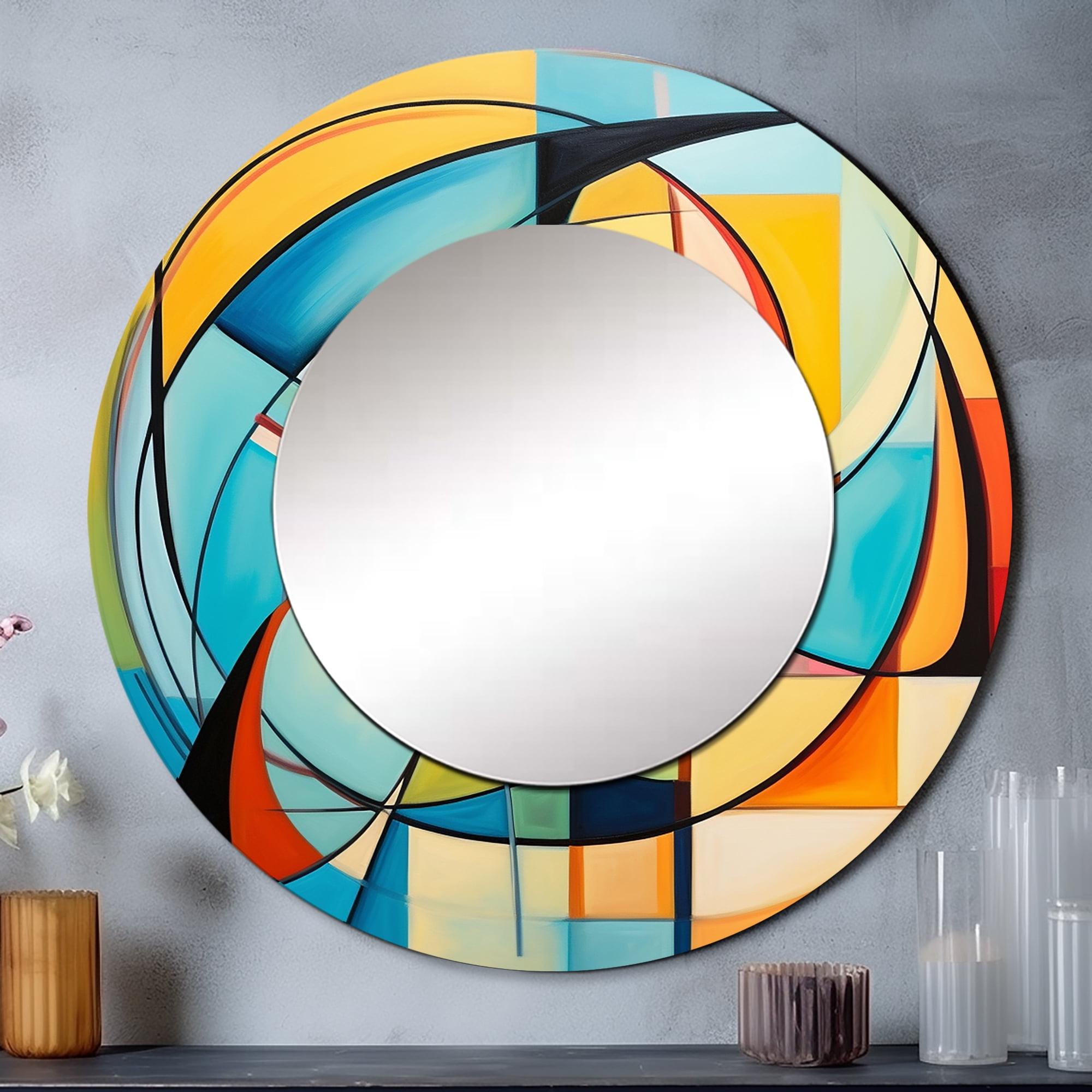 Designart "Colorful 0 Mid Century Abstract quintessence I" Abstract ...