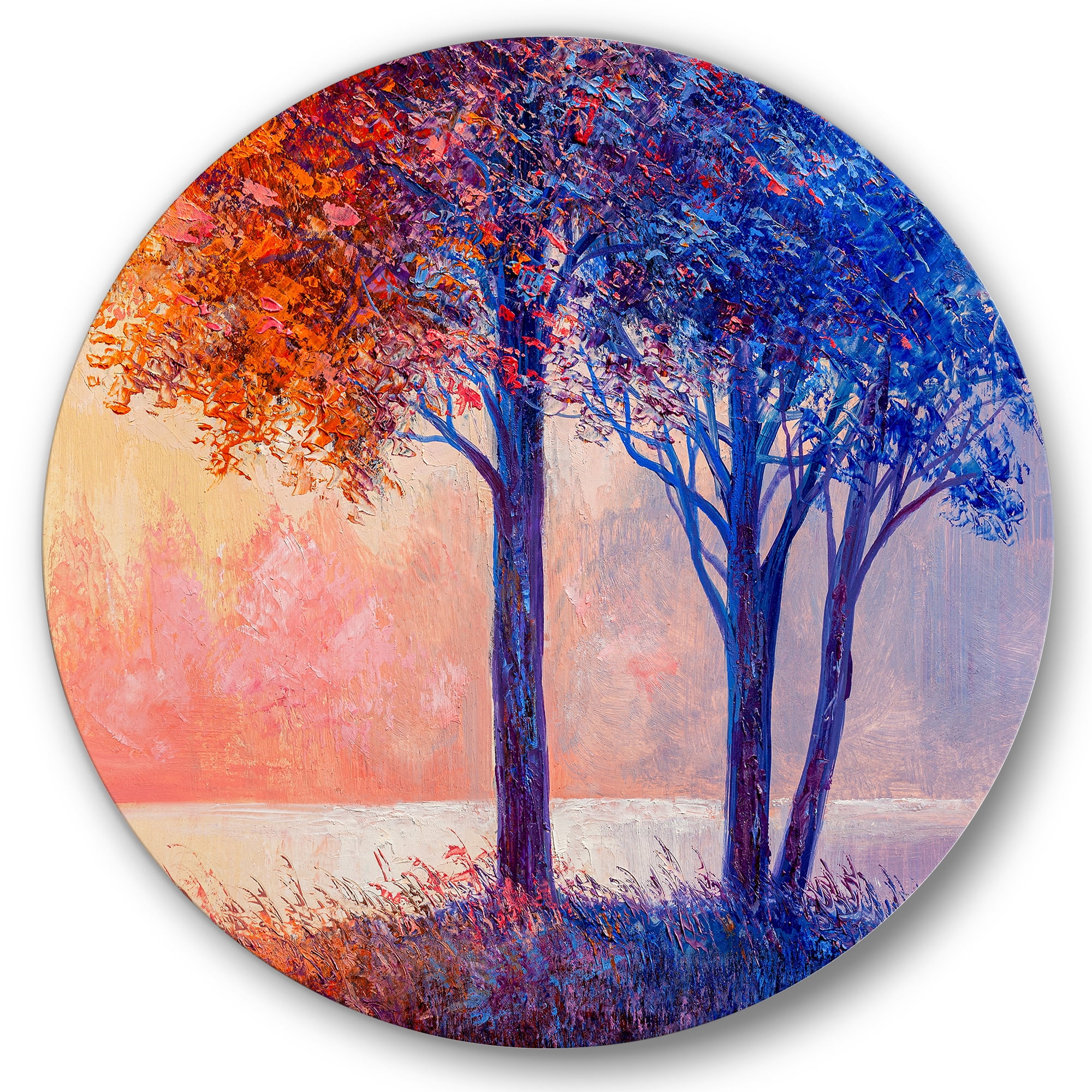 Designart 'Colorful Autumn Forest Trees Along Beautiful River' Lake ...