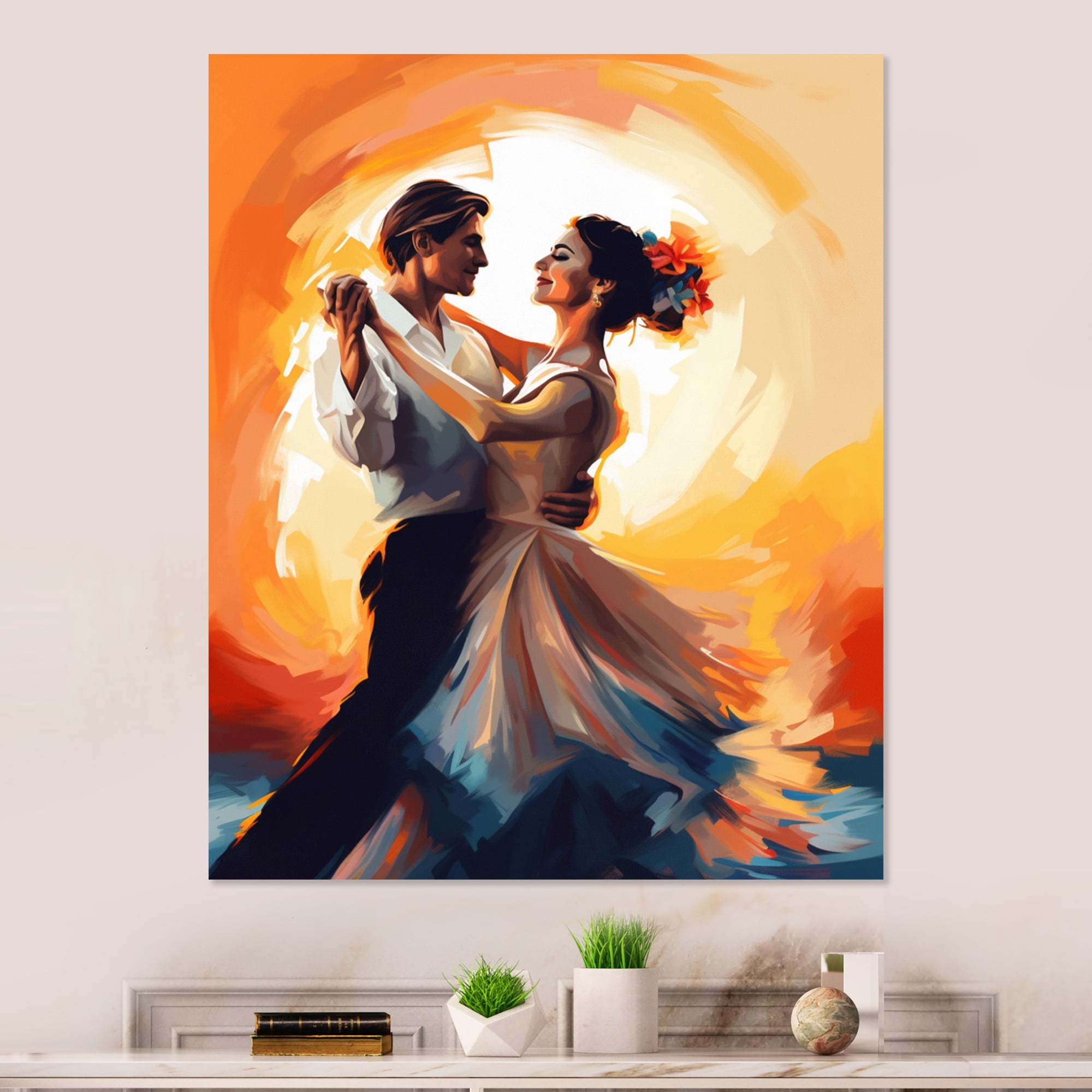 Designart "Colorful Bolero Couple Dancing I" Romantic Canvas Wall Art ...