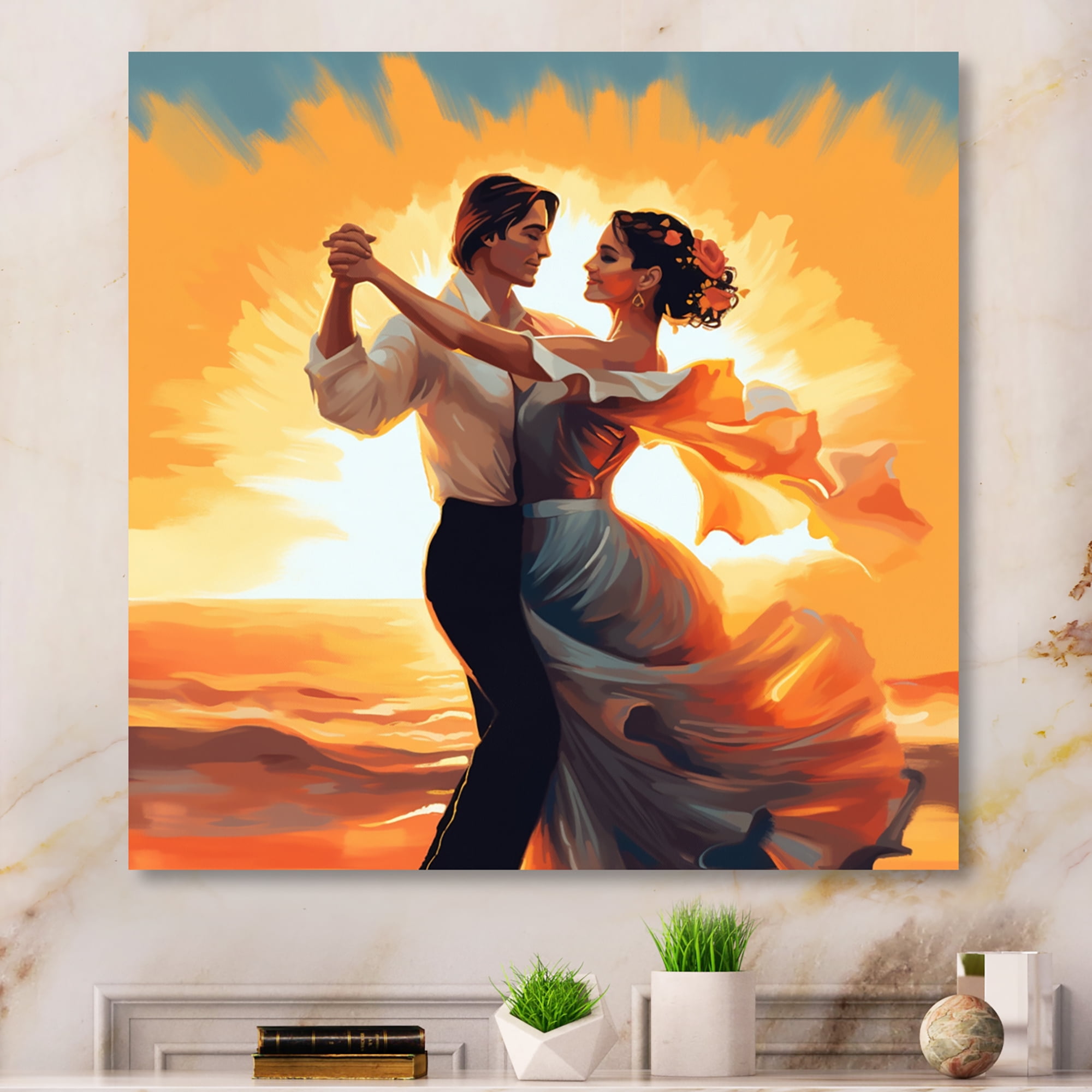 Designart "Colorful Bolero Couple Dancing II" Romantic Wall Art For ...