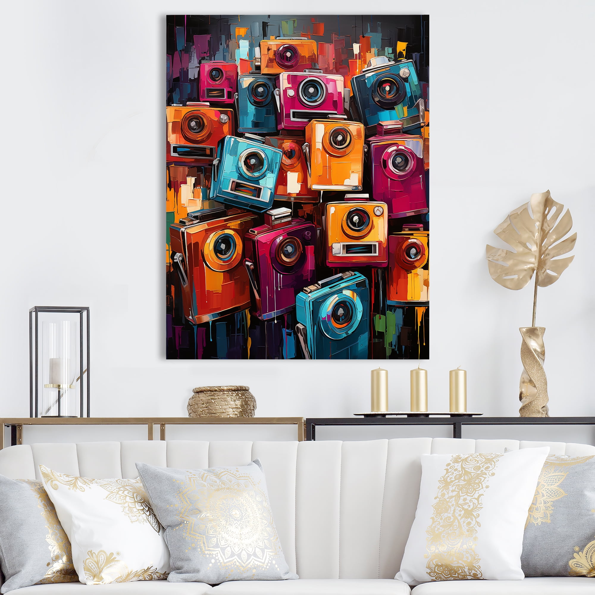 Designart "Colorful Cameras In Pop Art Style" Pop Art Wall Decor ...