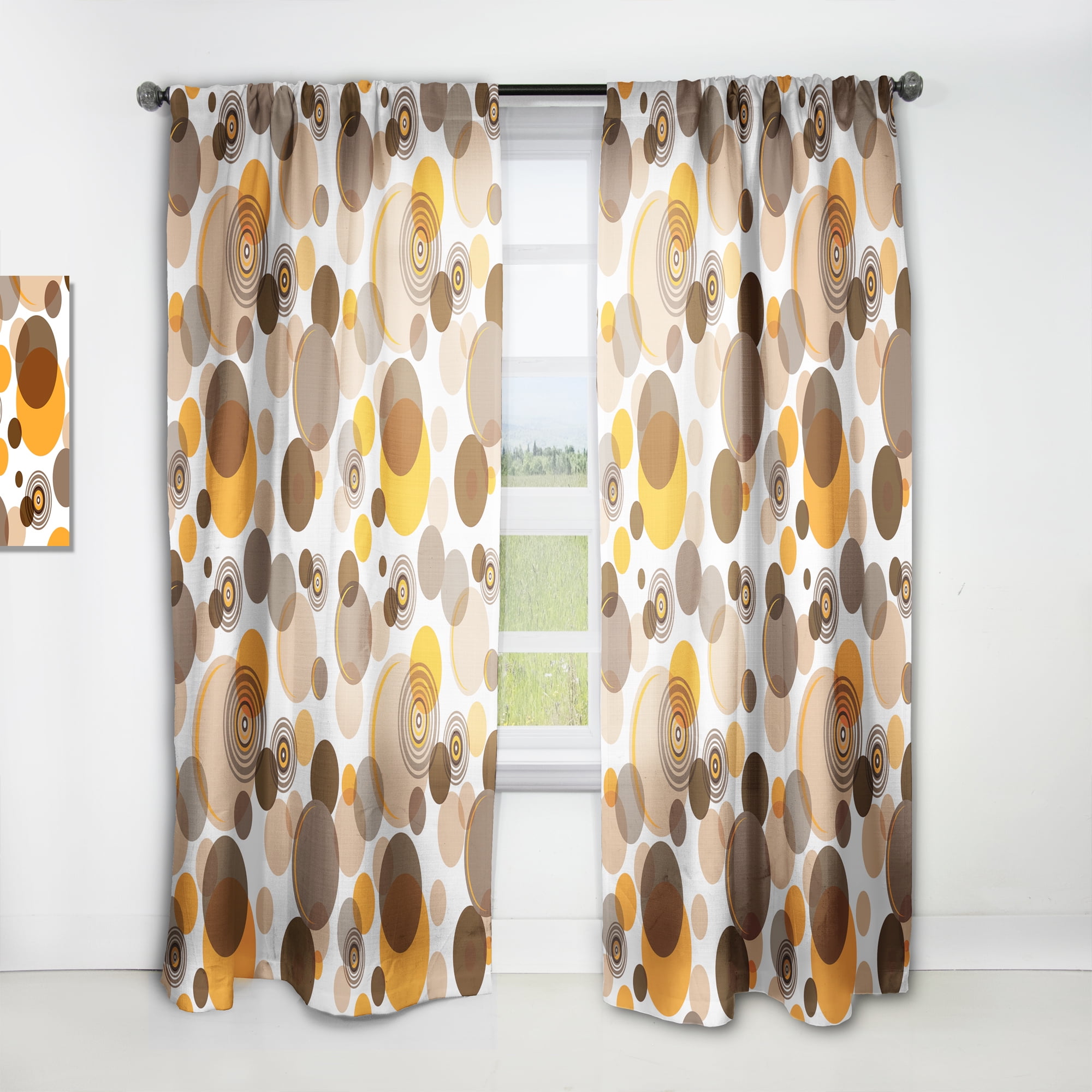 Designart 'Colorful Circular Dance X' Mid-Century Modern Curtain Panel ...