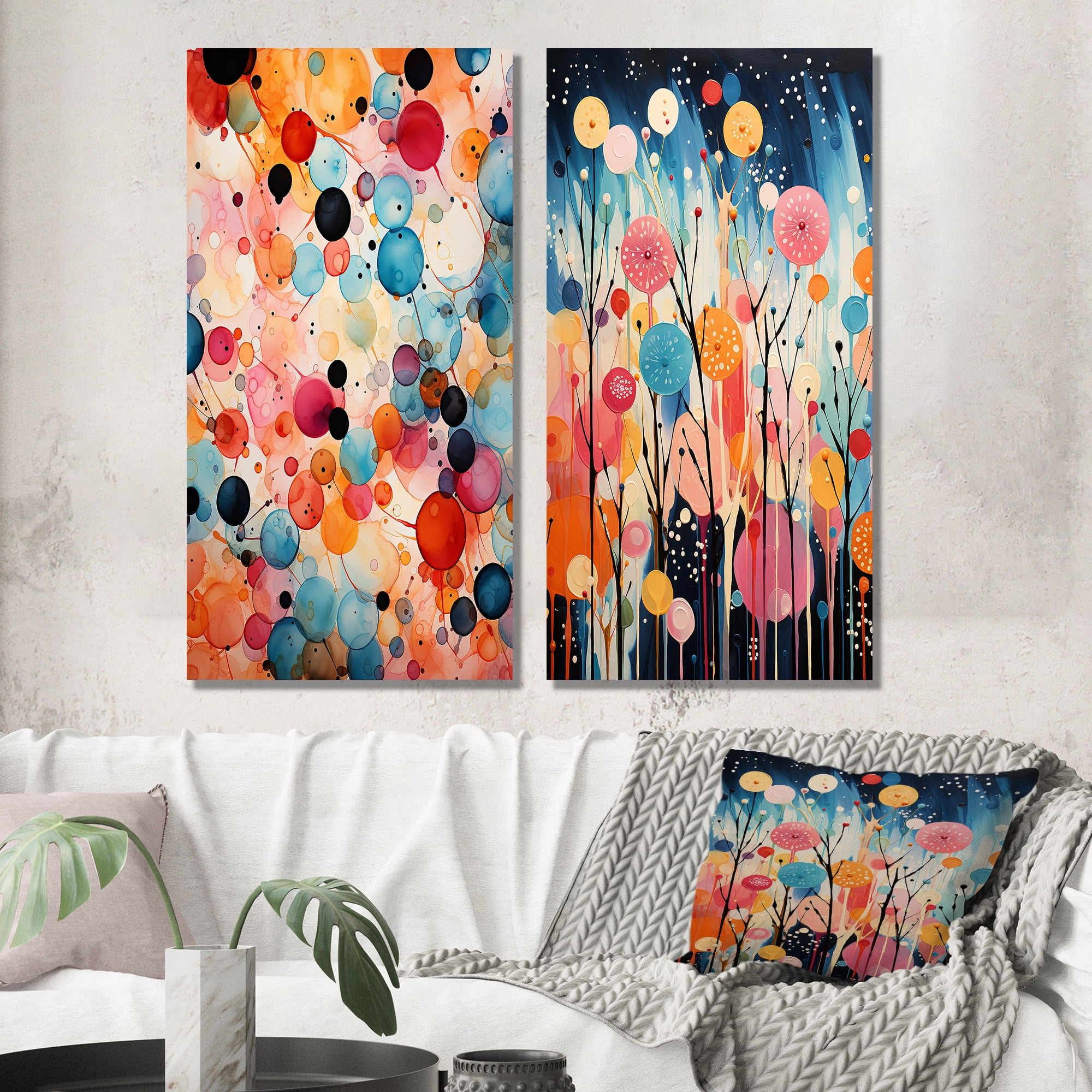 Designart "Colorful Contrasts Mid Century Modern Art IV" Abstract Wall ...