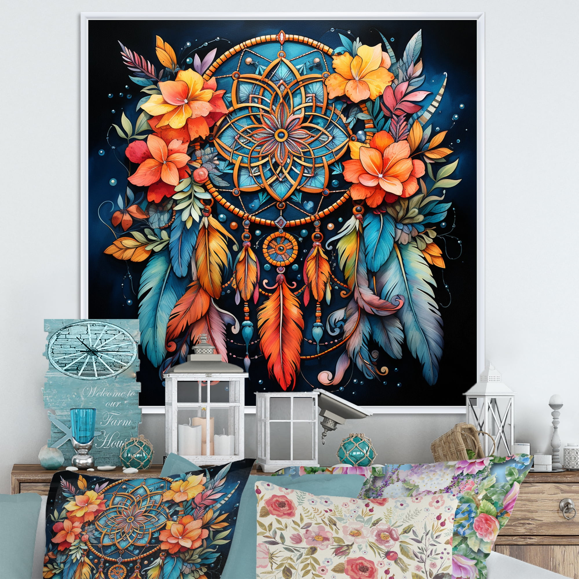 Designart "Colorful Dream Catcher Neotraditional Visions II" Landscapes ...