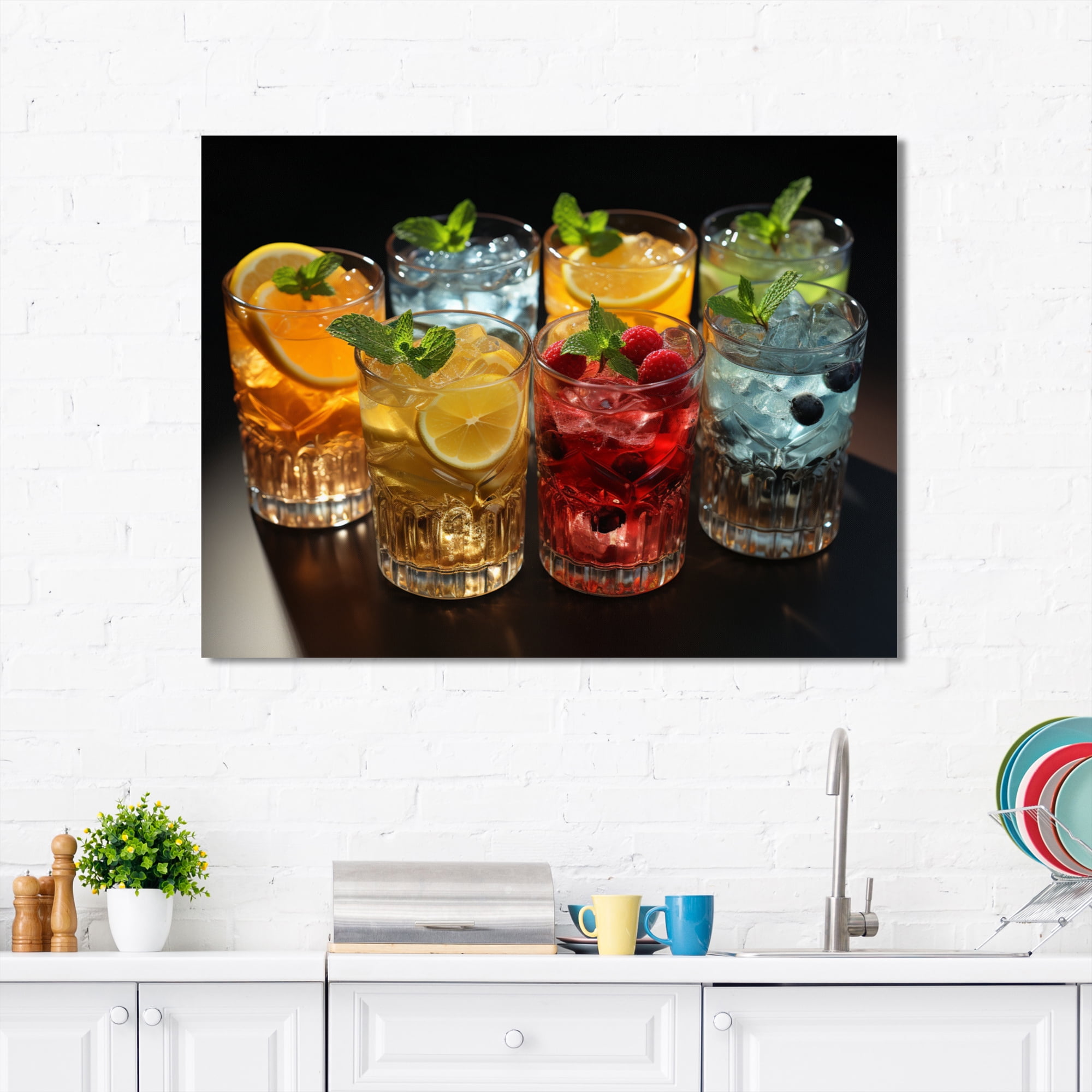 Designart "Colorful Drinks in Cocktails II" Food & Beverage Wall Decor ...