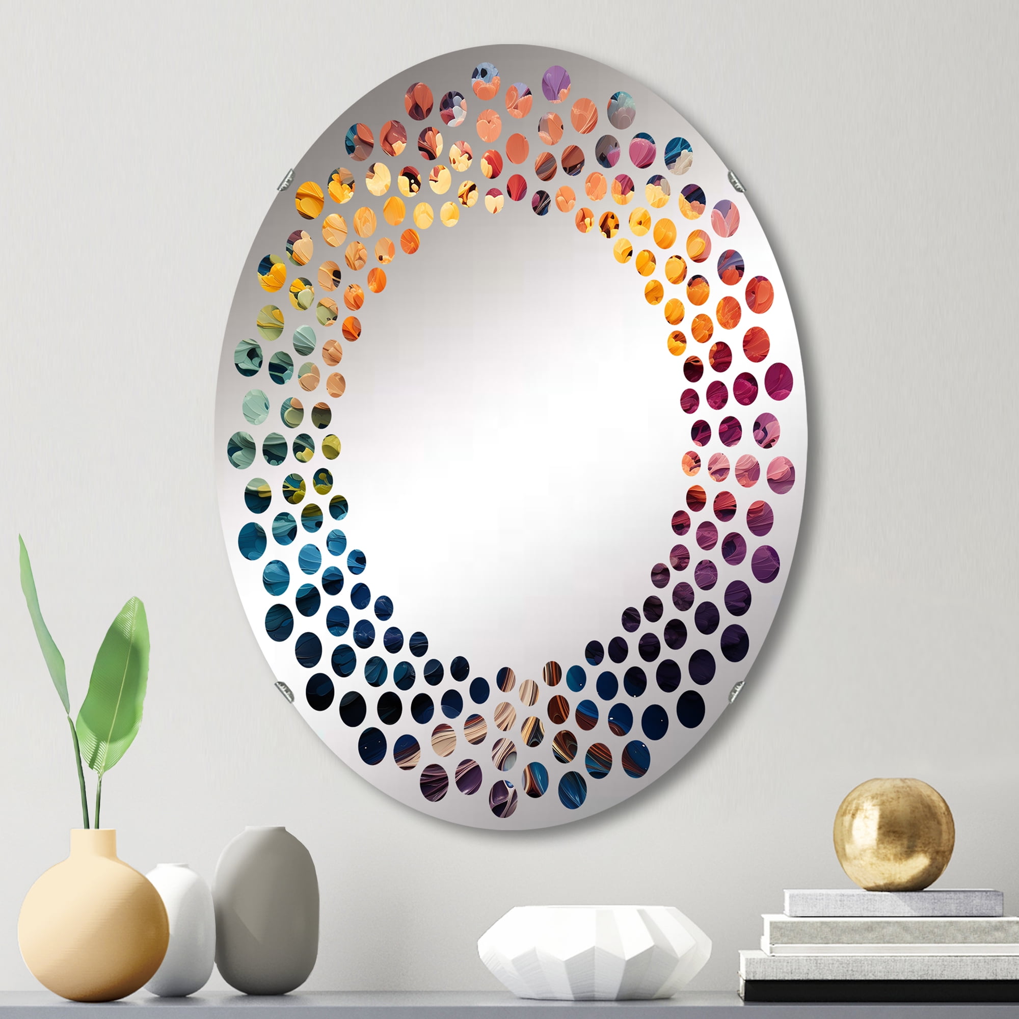 Designart "Colorful Explosion in Redwoods I" Tree Redwood Polka Dot ...