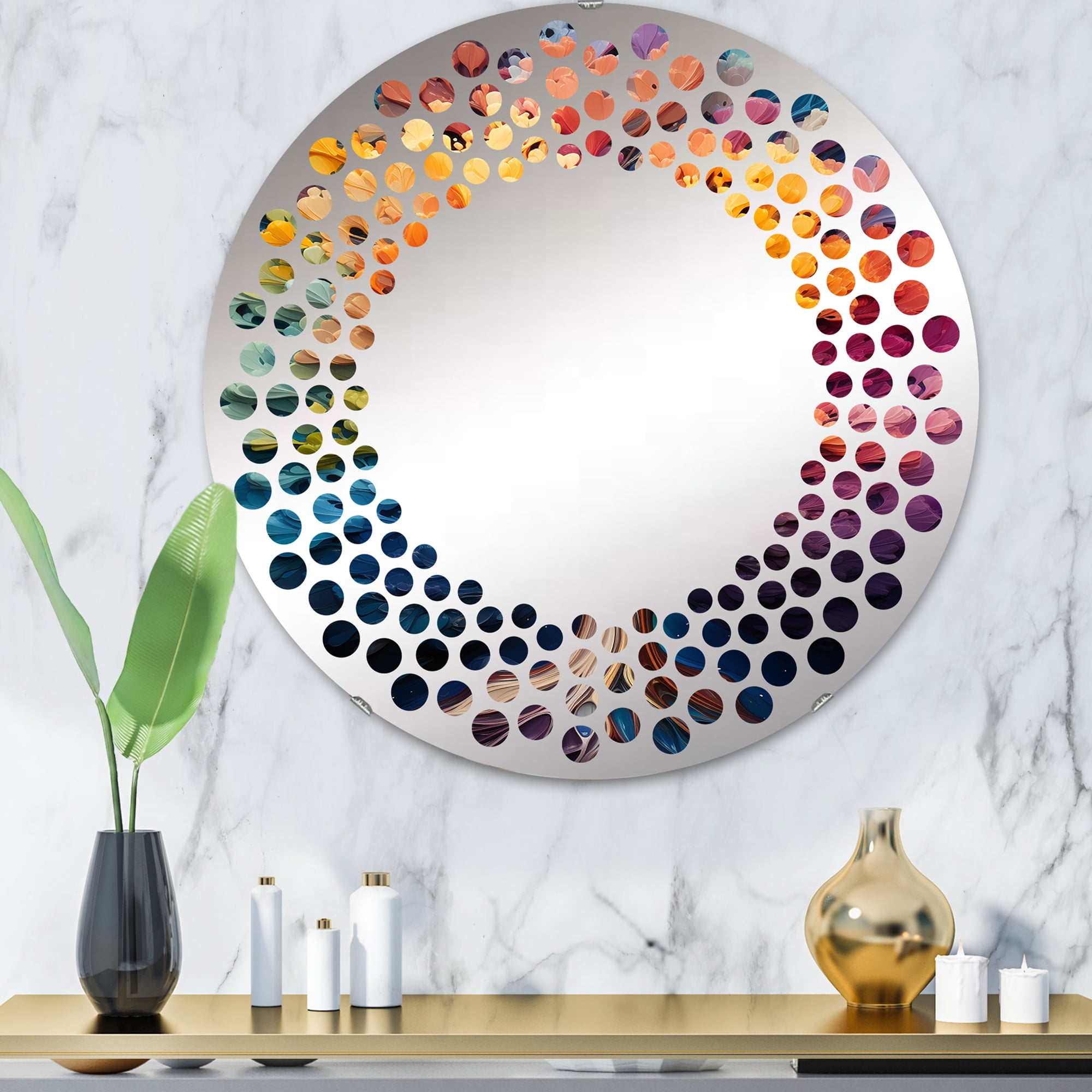 Designart "Colorful Explosion in Redwoods I" Tree Redwood Polka Dot ...