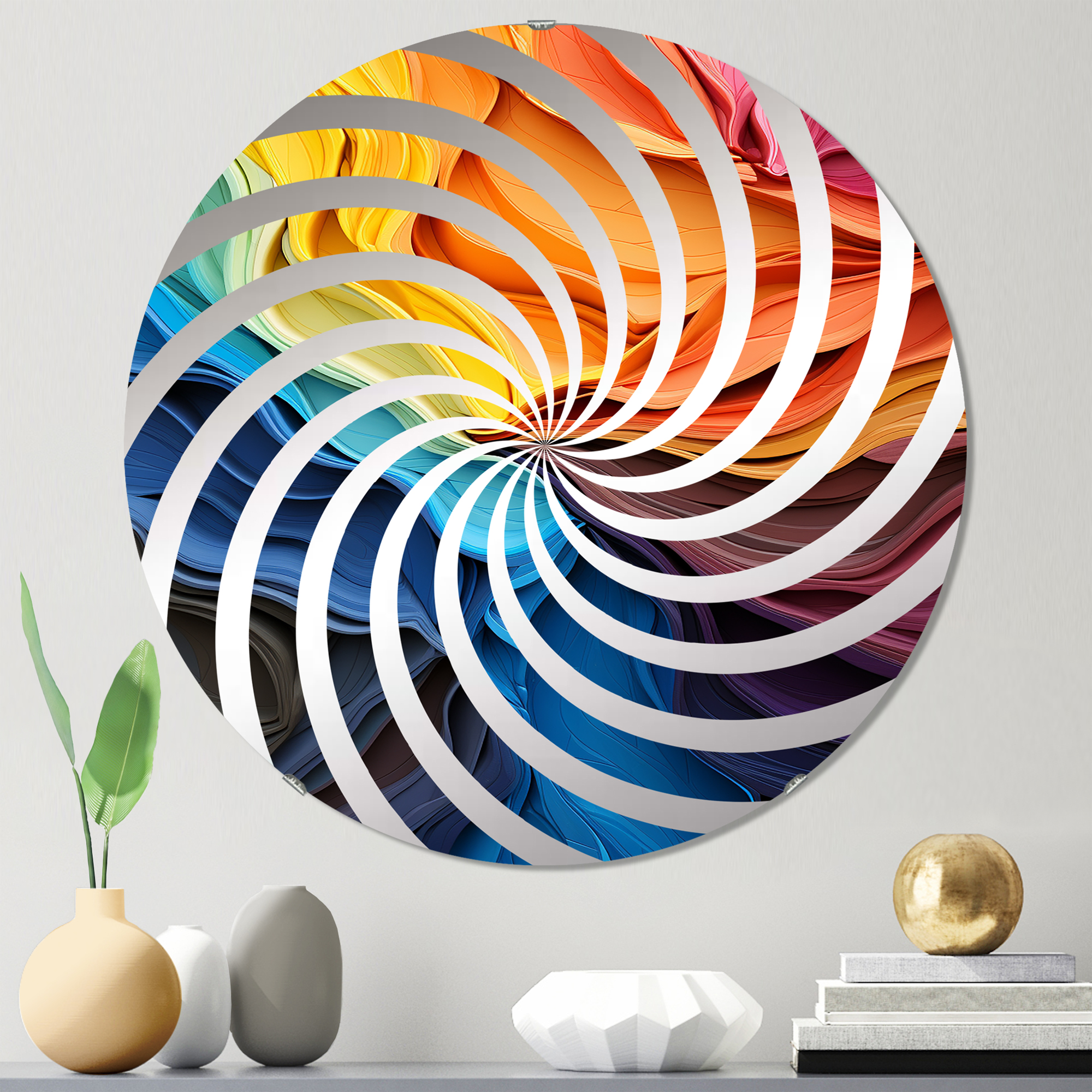 Designart "Colorful Explosion in Redwoods" Tree Redwood Vortex Round ...