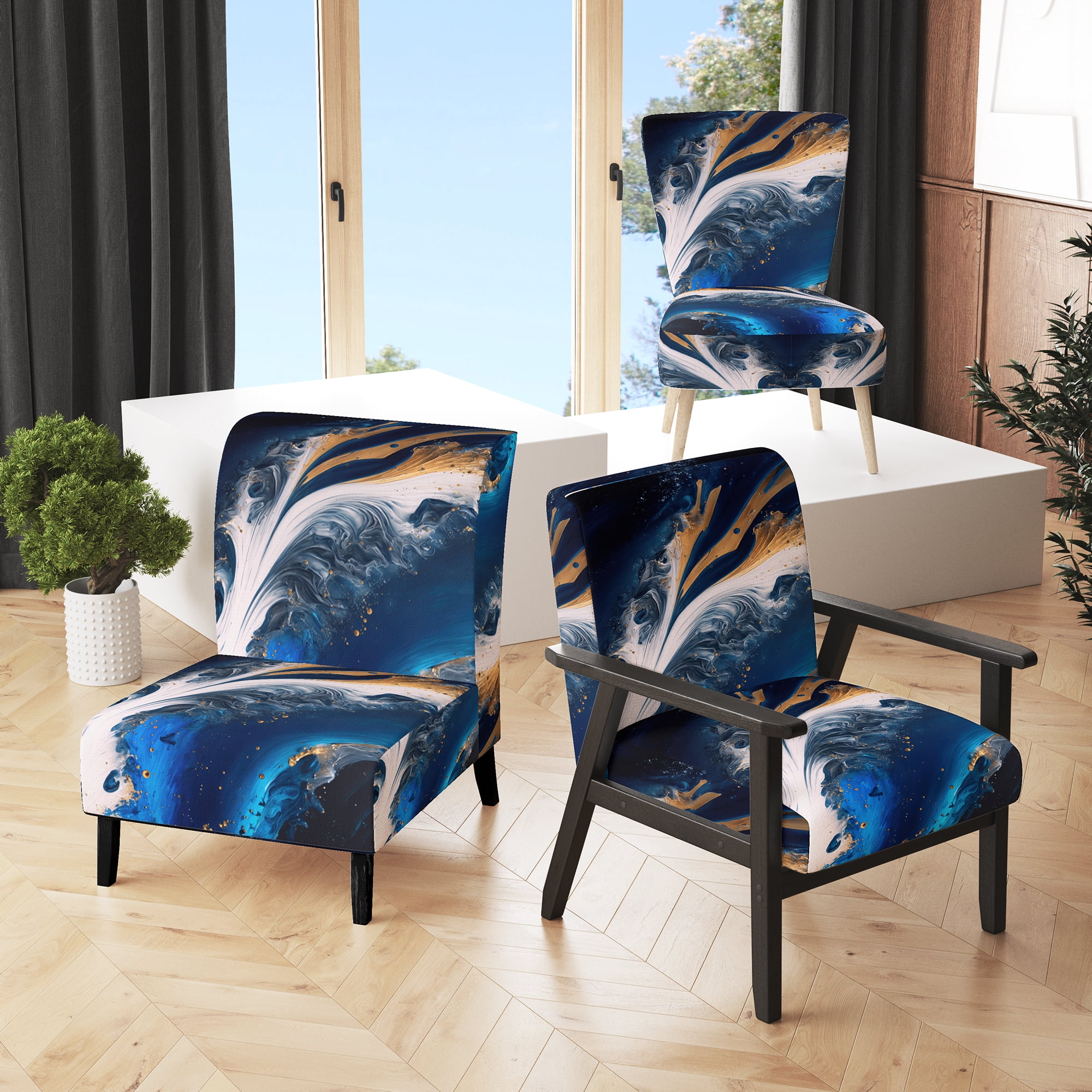 Designart "Colorful Fluid Marble" Upholstered Modern & Contemporary ...