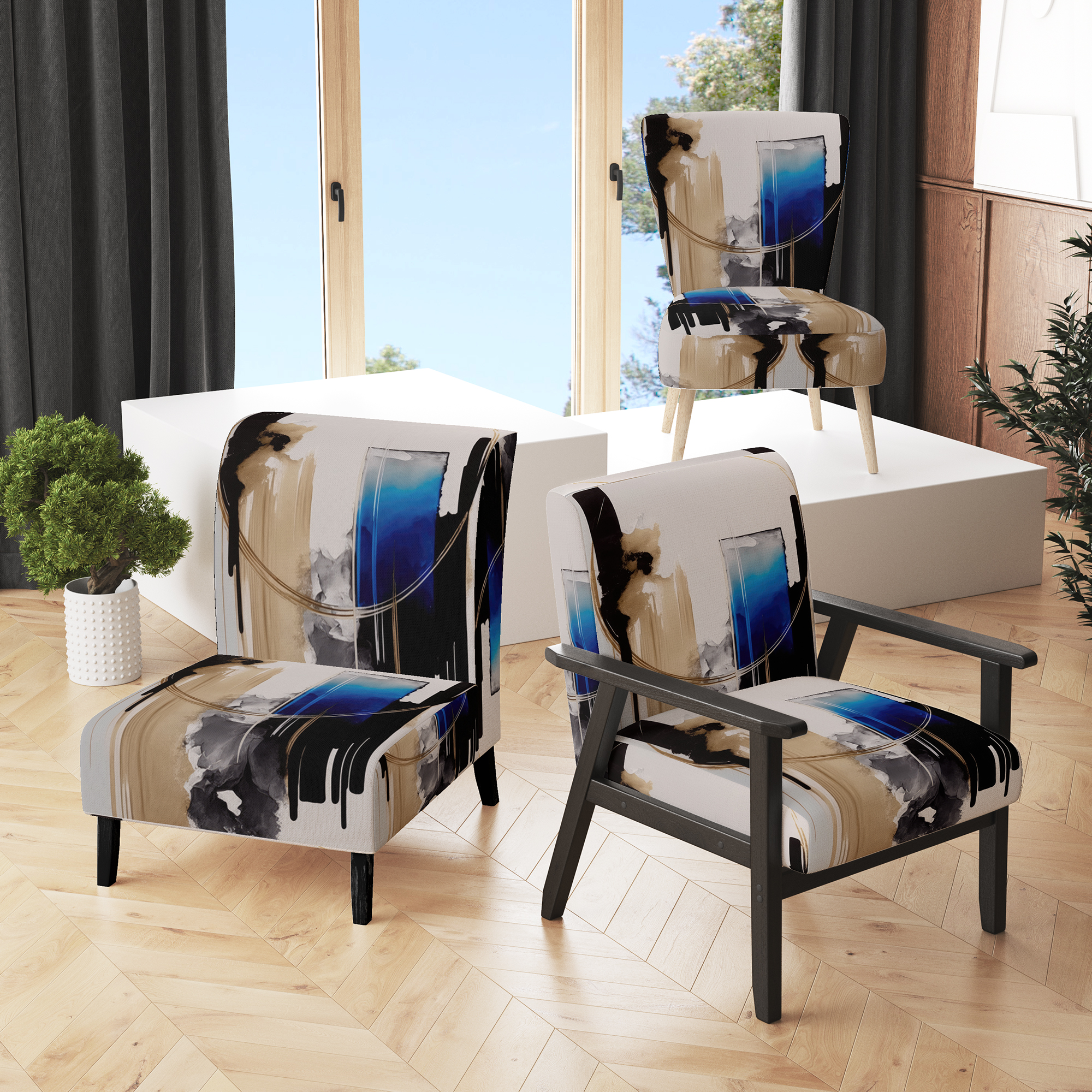 Designart "Colorful Fluid Marble" Upholstered Modern & Contemporary ...