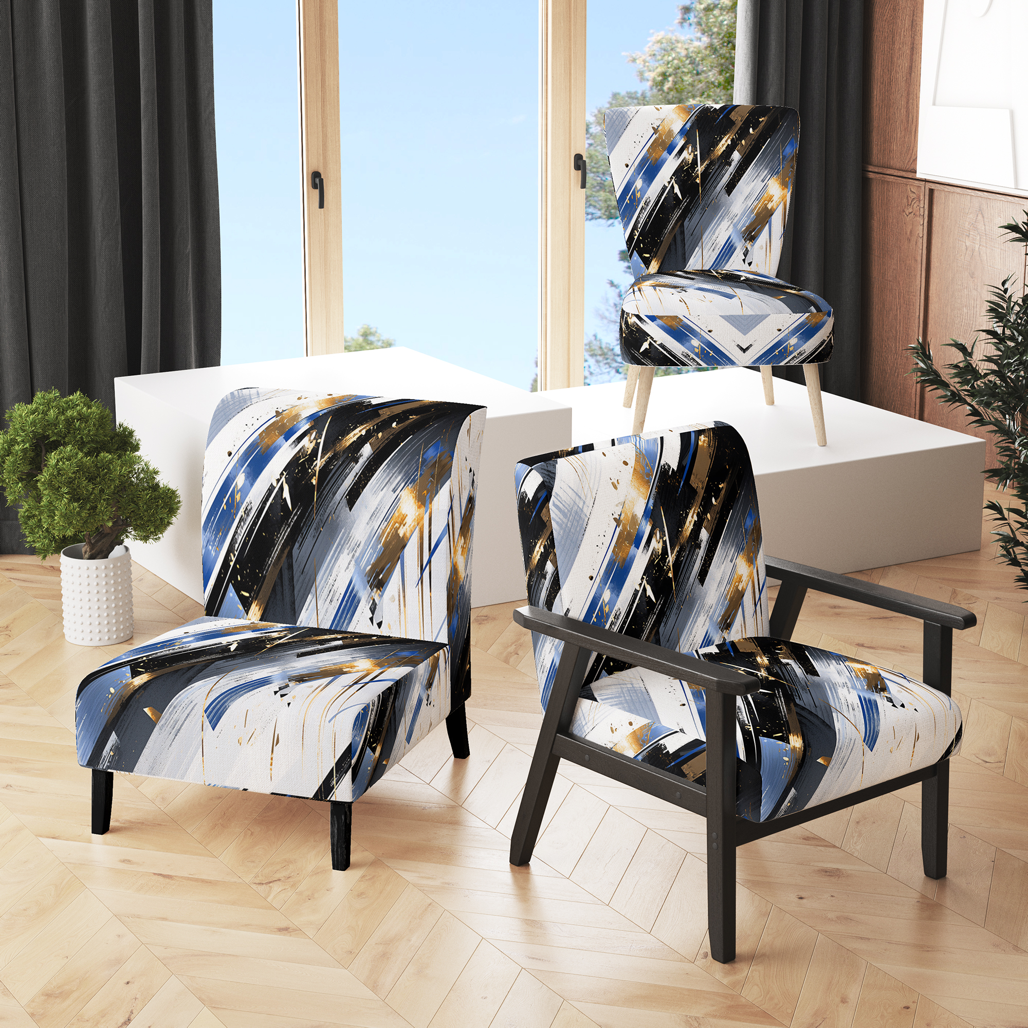 Designart "Colorful Fluid Marble" Upholstered Modern & Contemporary ...