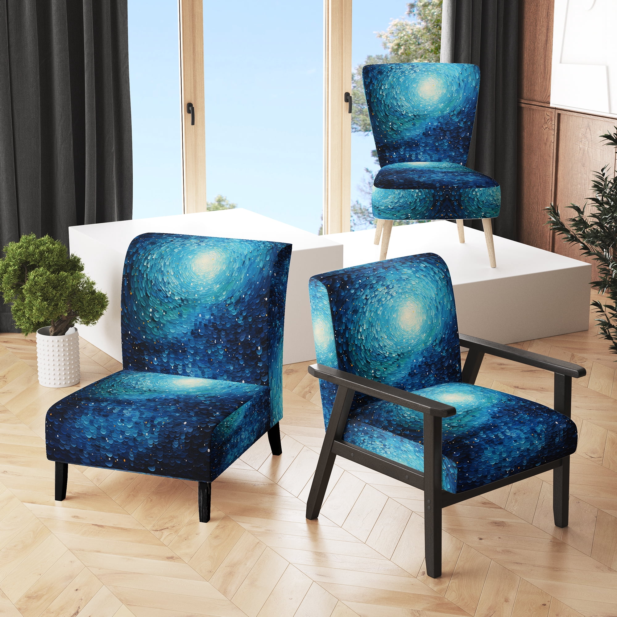 Designart "Colorful Fluid Marble" Upholstered Traditional Accent Chair ...