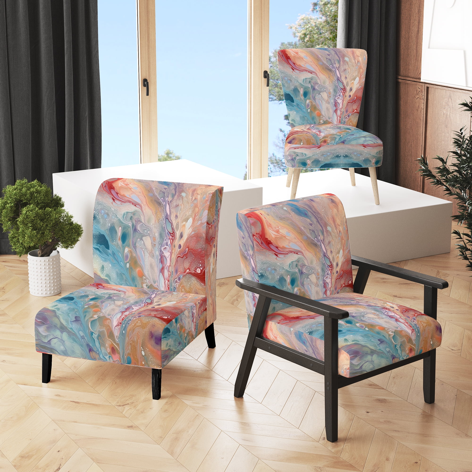 Designart Colorful Fluid Ombre Upholstered Modern Contemporary