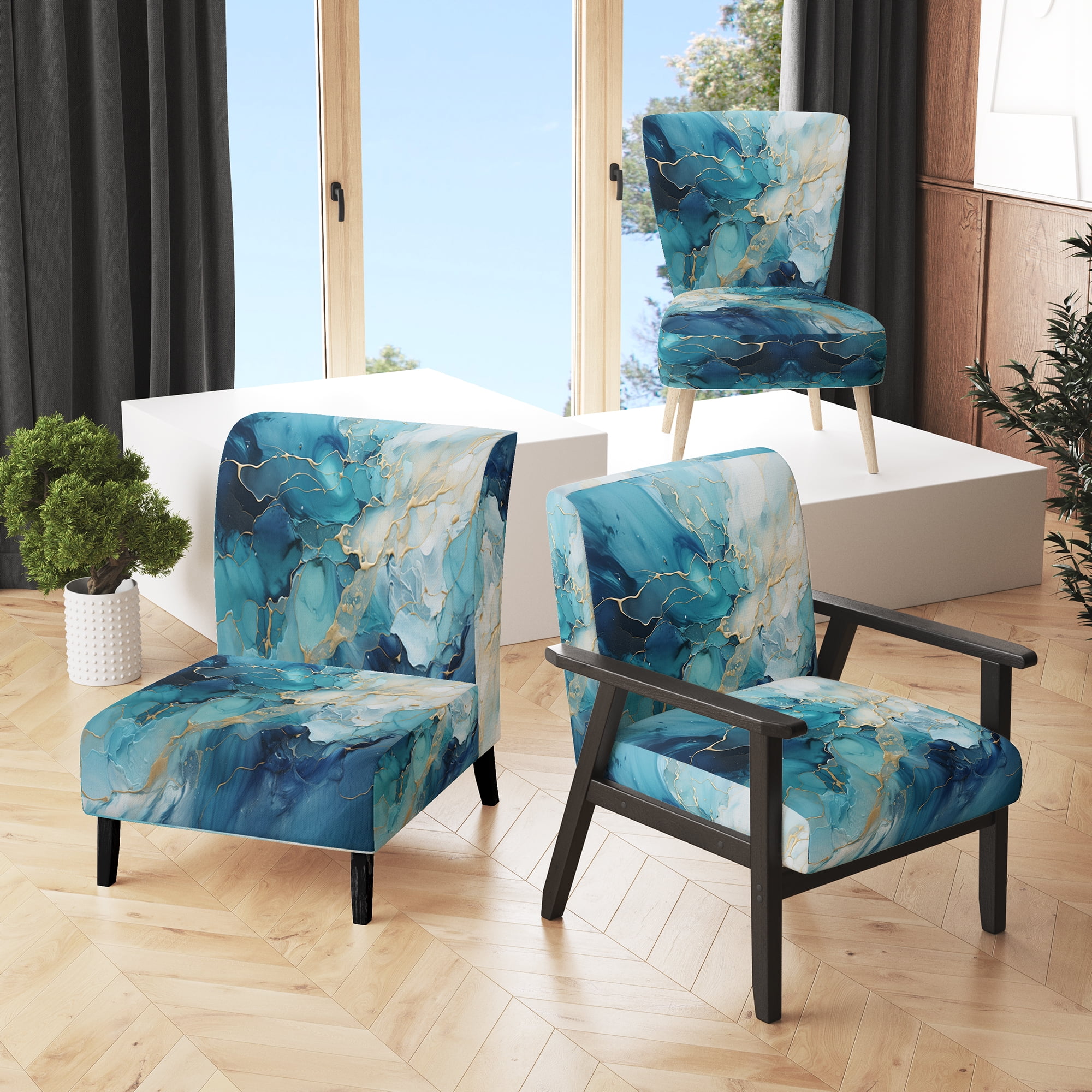 Designart "Colorful Fluid Ombre" Upholstered Modern & Contemporary ...
