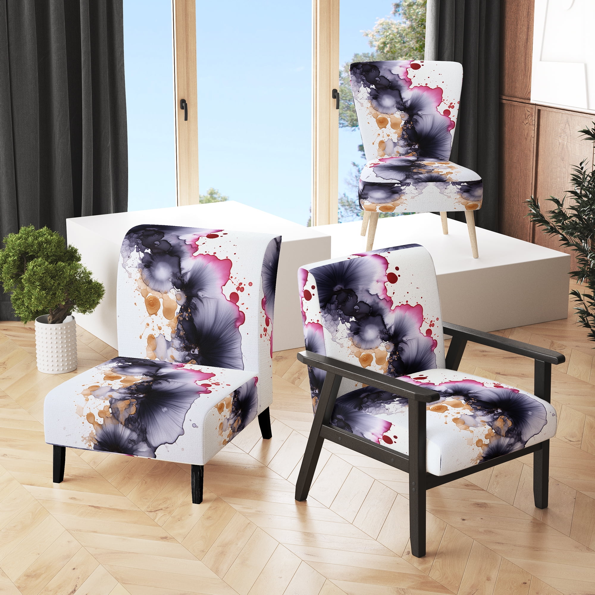 Designart "Colorful Fluid Ombre" Upholstered Modern & Contemporary ...