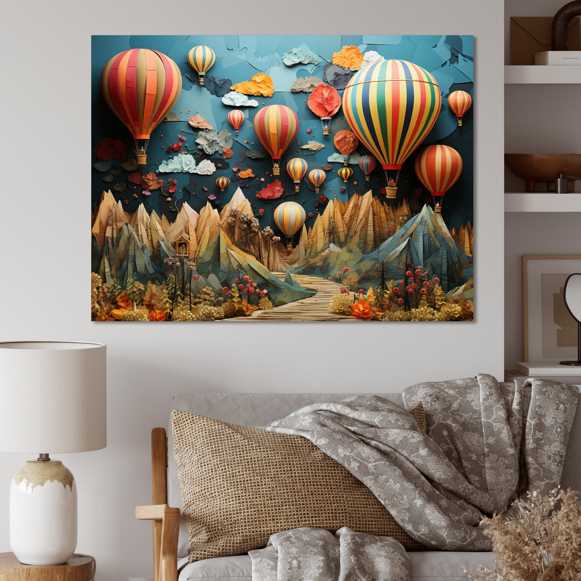 Designart "Colorful Hot Air Ballon composition" Transportation Wall Art ...