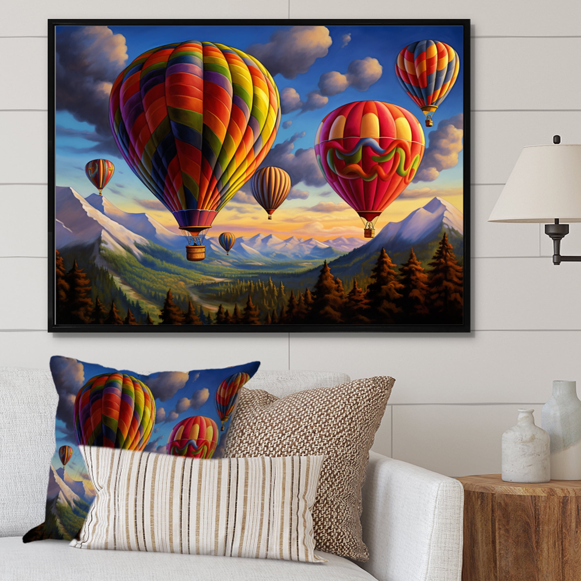 Designart "Colorful Hot Air Ballon curious" Hot Air Balloon Floater ...