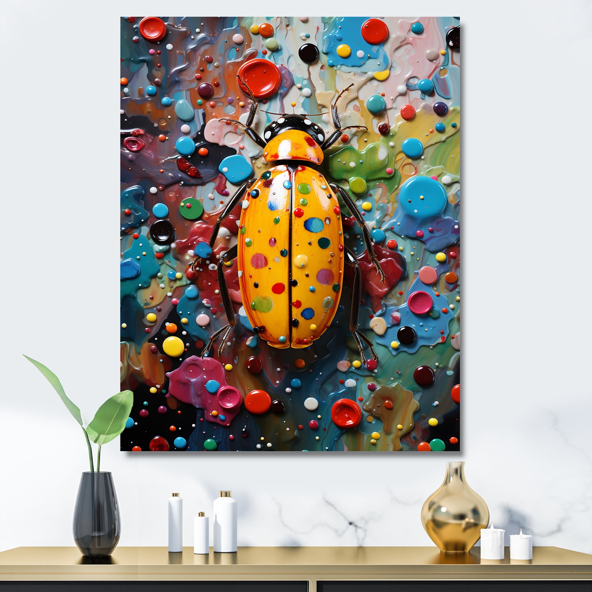 Designart "Colorful Insects in Pop Art Style I" Animals Canvas Wall Art ...
