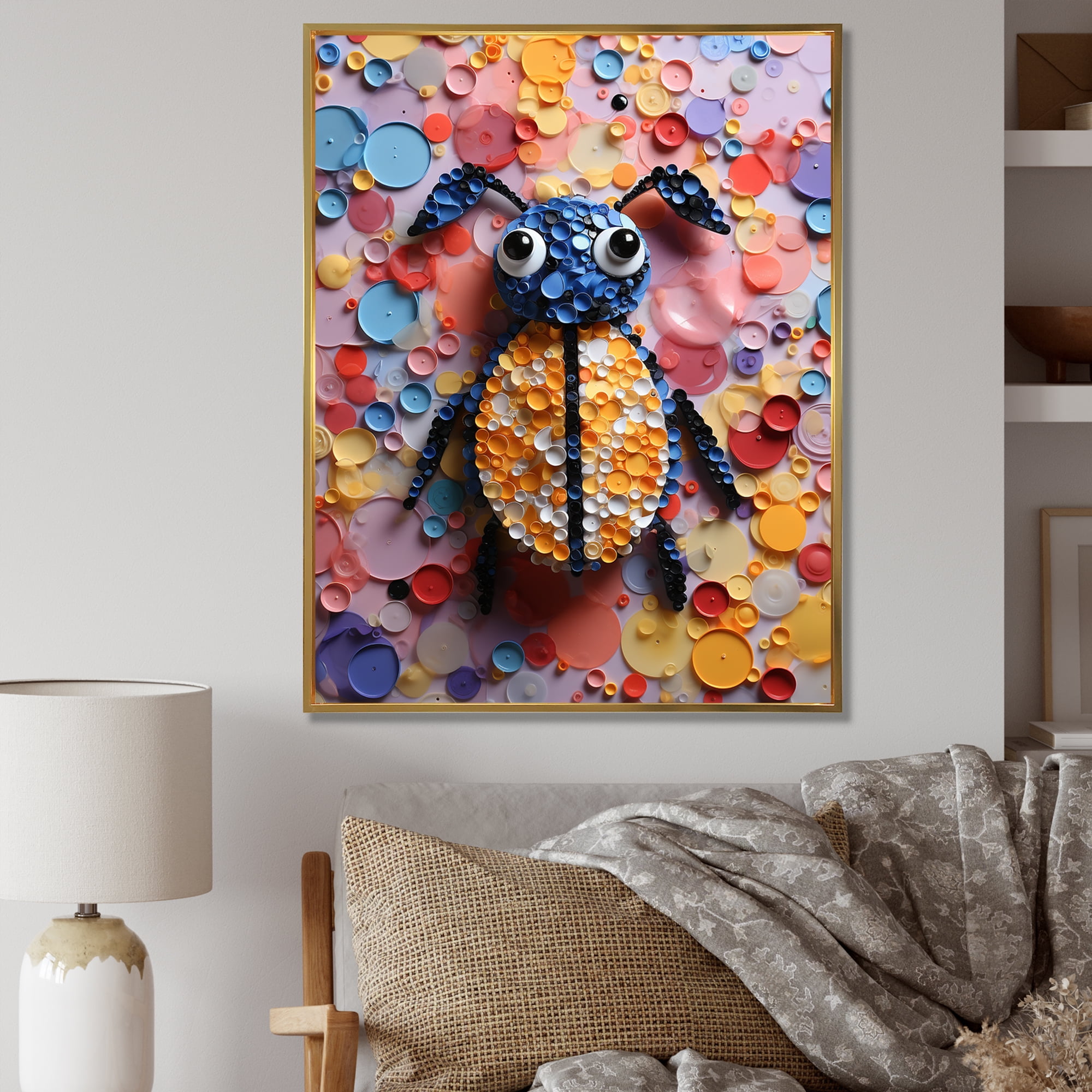 Designart "Colorful Insects in Pop Art Style II" Animals Framed Wall ...