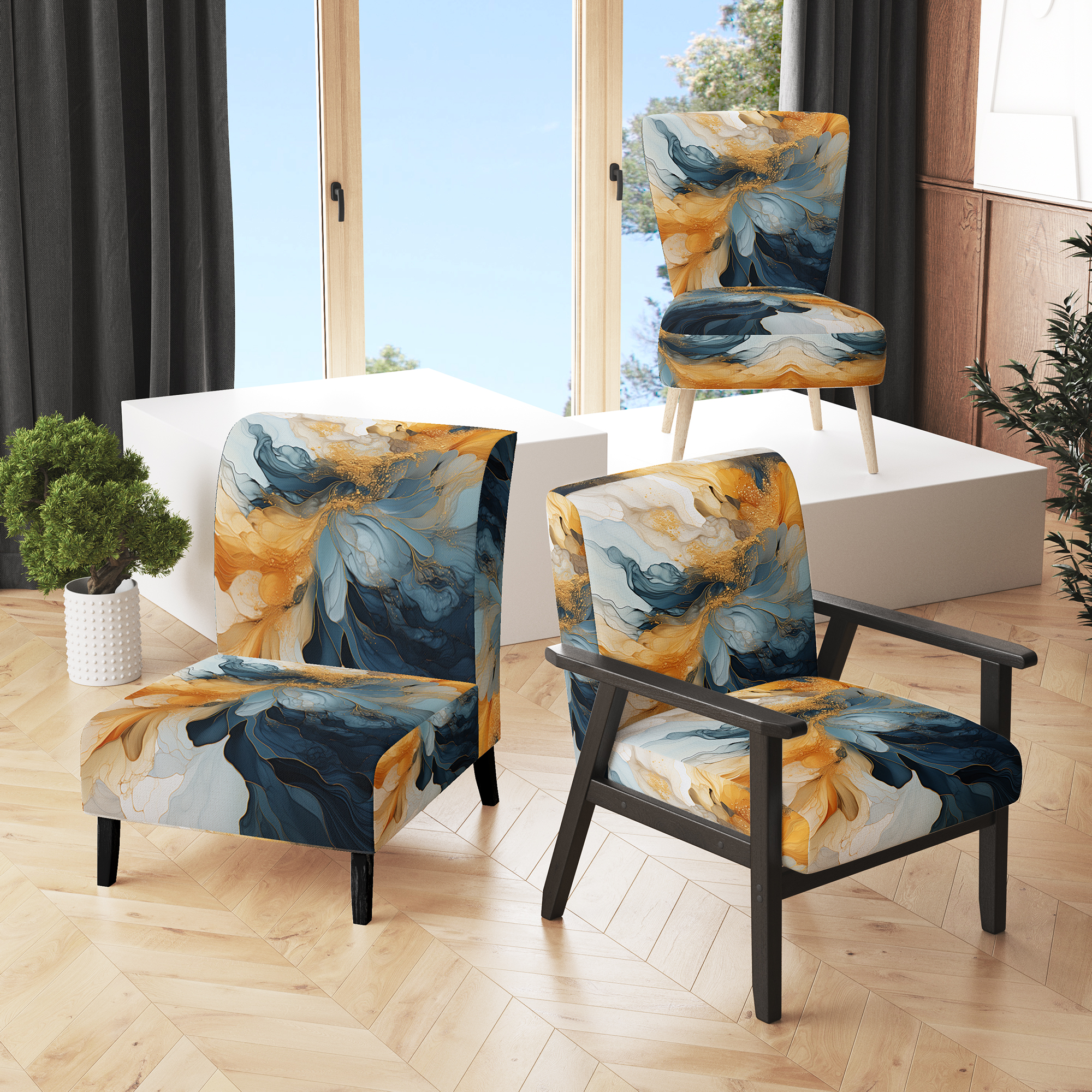 Designart "Colorful Liquid Fluid Pattern" Upholstered Modern ...