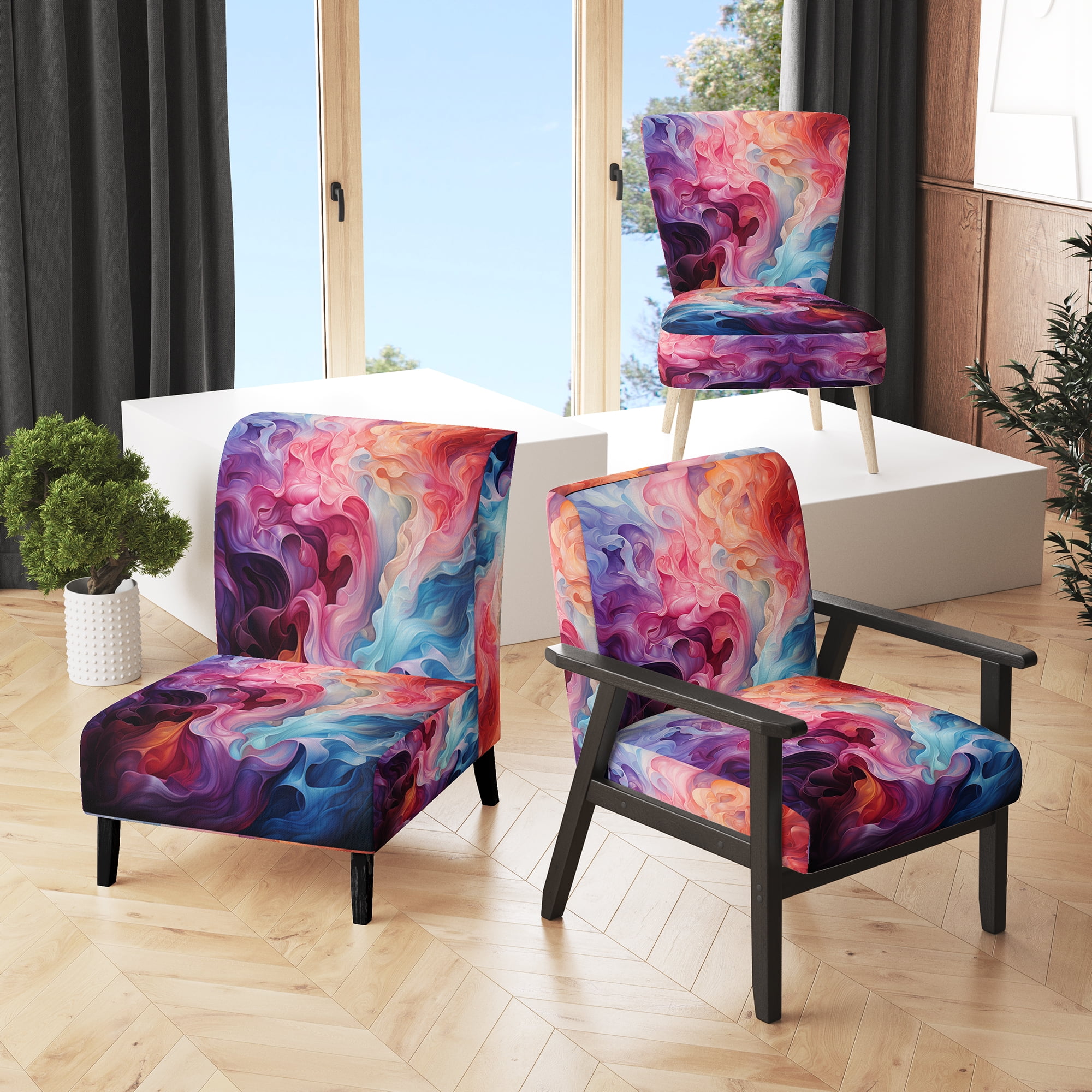 Designart "Colorful Liquid Fluid Pattern" Upholstered Modern ...