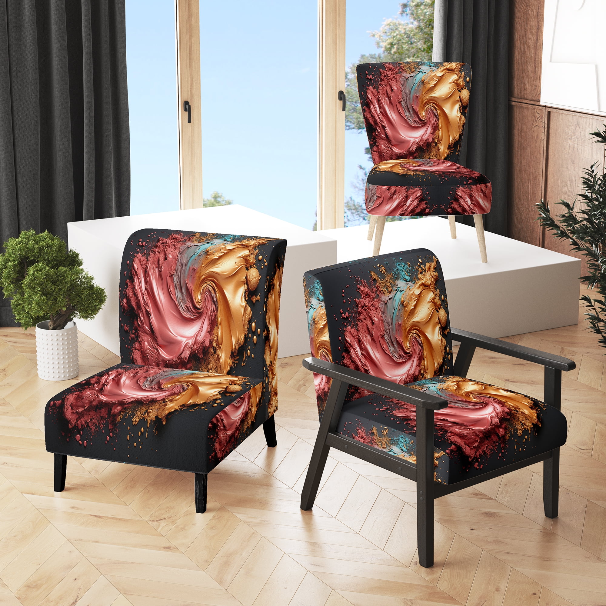 Designart "Colorful Liquid Fluid Pattern" Upholstered Modern ...