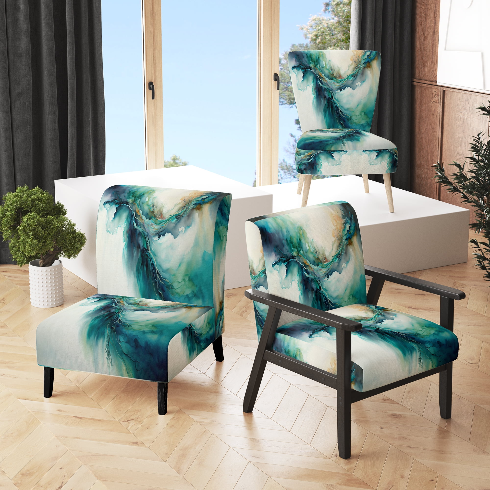 Designart "Colorful Liquid Fluid Pattern" Upholstered Modern ...