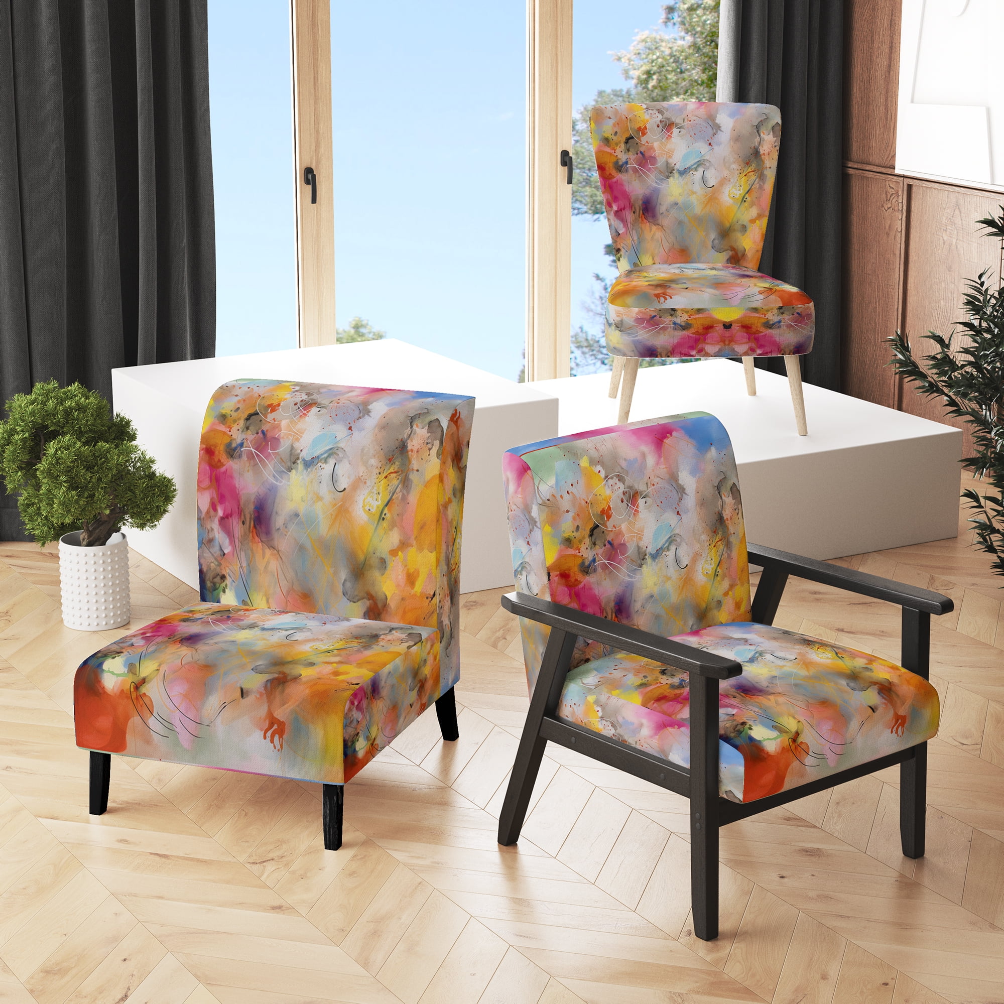 Designart "Colorful Liquid Fluid Pattern" Upholstered Modern ...