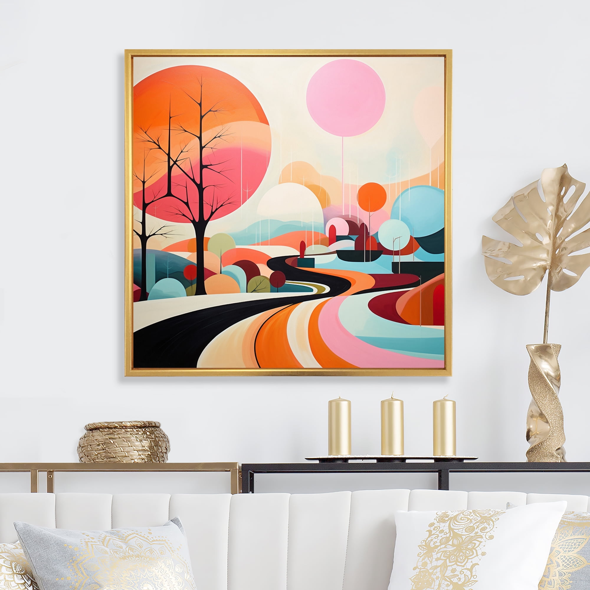 Designart "Colorful Mid Century Abstract Horizon" Mid-century Floater ...