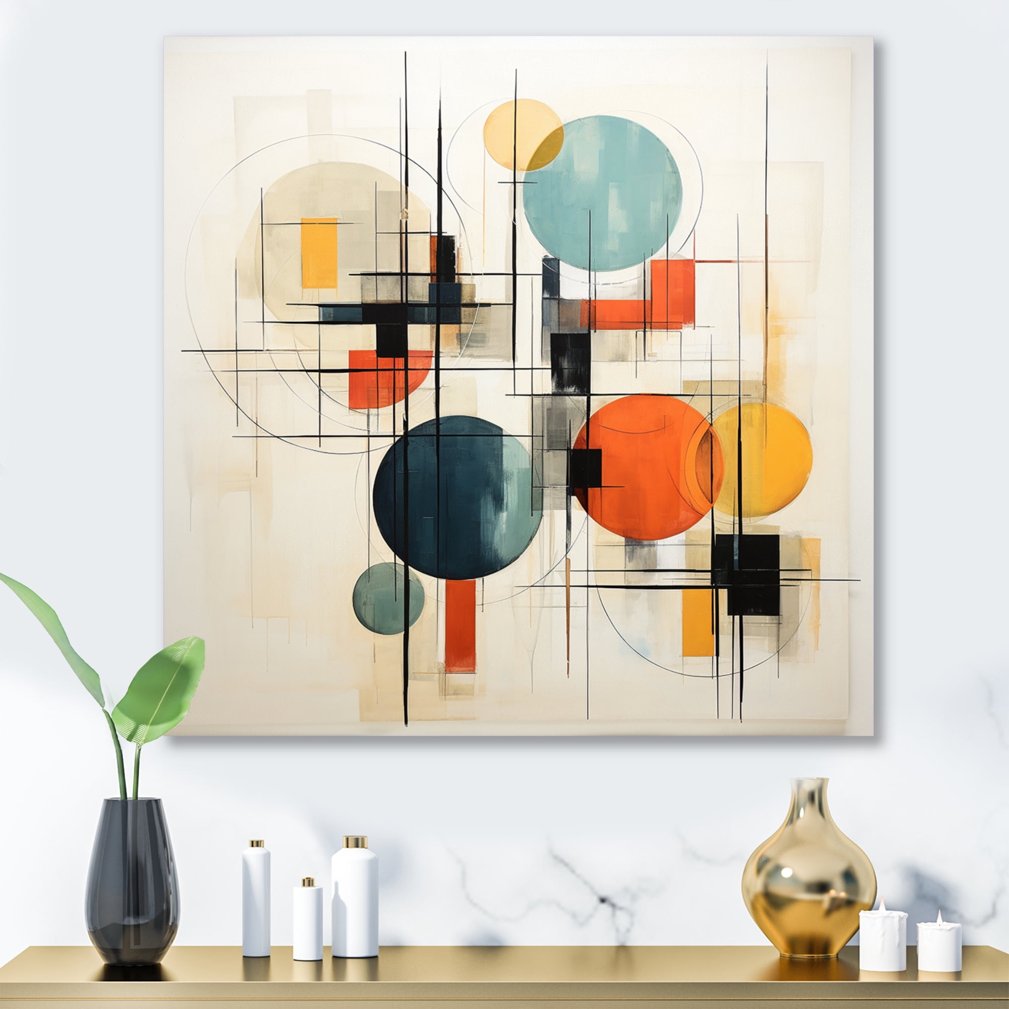 Designart "Colorful Mid Century Geometry Collage II" Abstract Collages ...