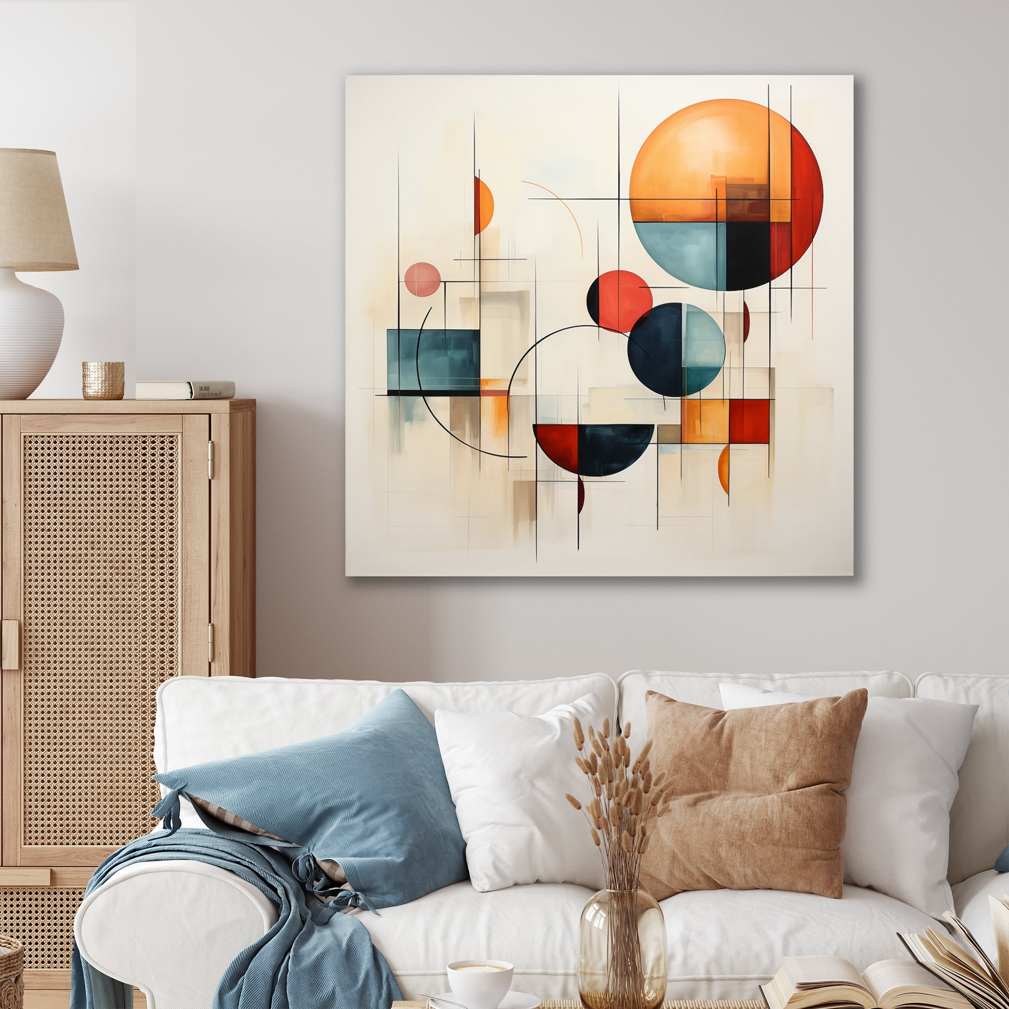 Designart "Colorful Mid Century Geometry Collage IV" Abstract Collages ...
