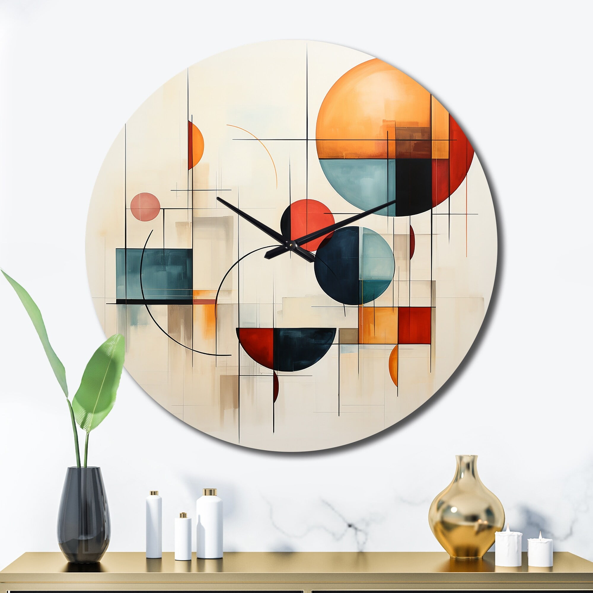 Designart "Colorful Mid Century Geometry Collage IV" Abstract Collages ...