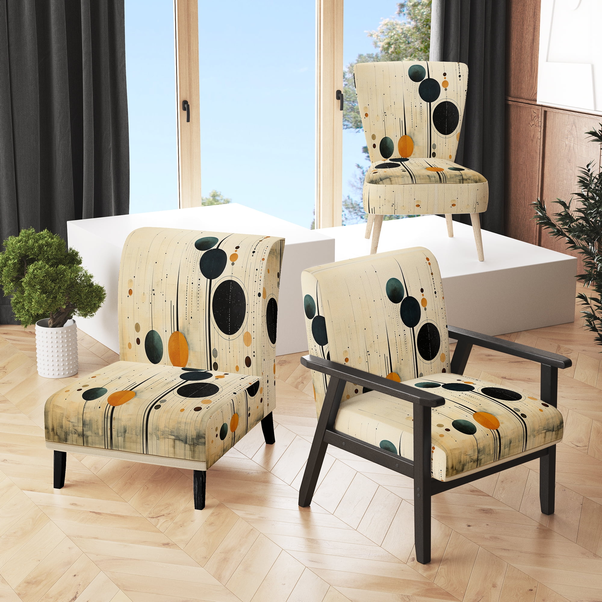 Designart "Colorful Mid Century Minimalist Oasis IV" Upholstered ...