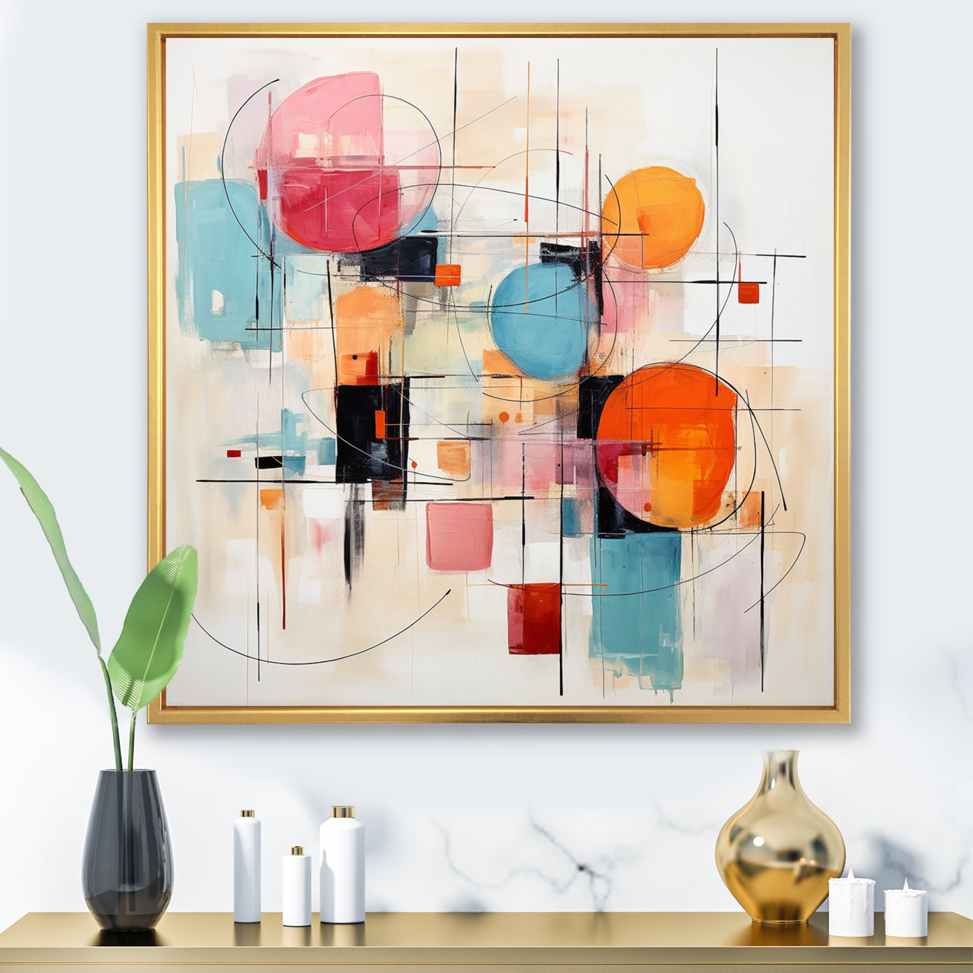 Designart "Colorful Mid Century modern Fusion III" Mid-century Floater ...