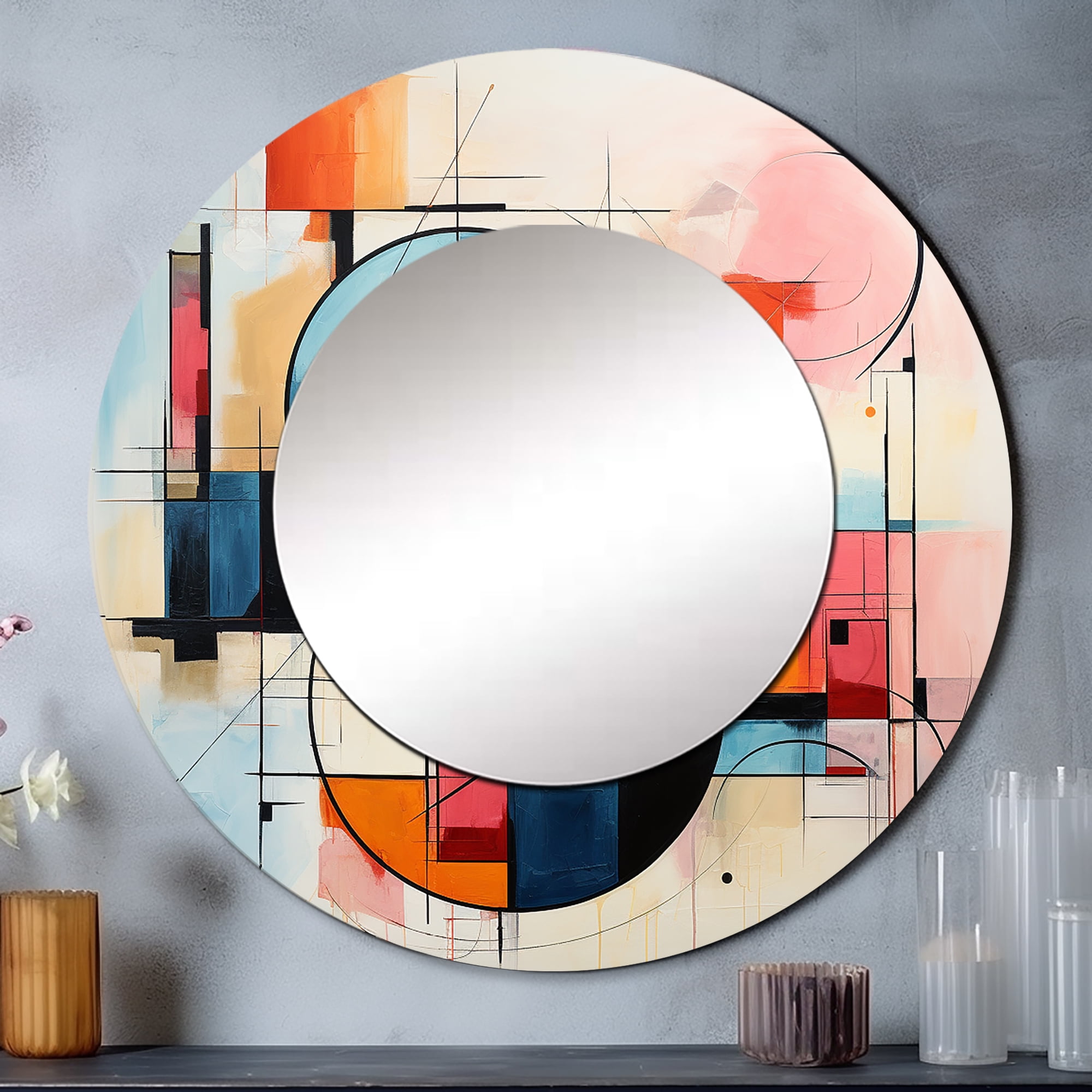 Designart "Colorful Mid Century modern Fusion IV" Abstract Collages ...