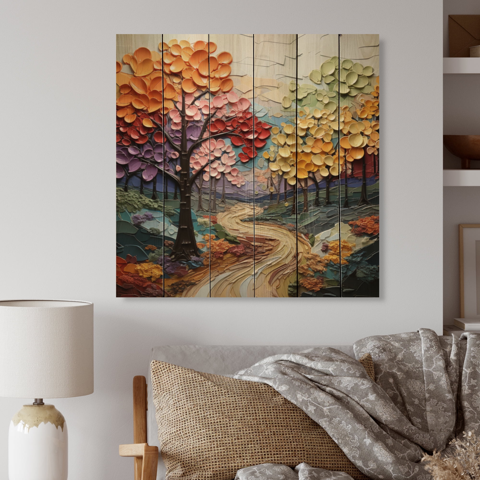 Designart "Colorful Neo Primal Forest composition I" Forest Print on ...
