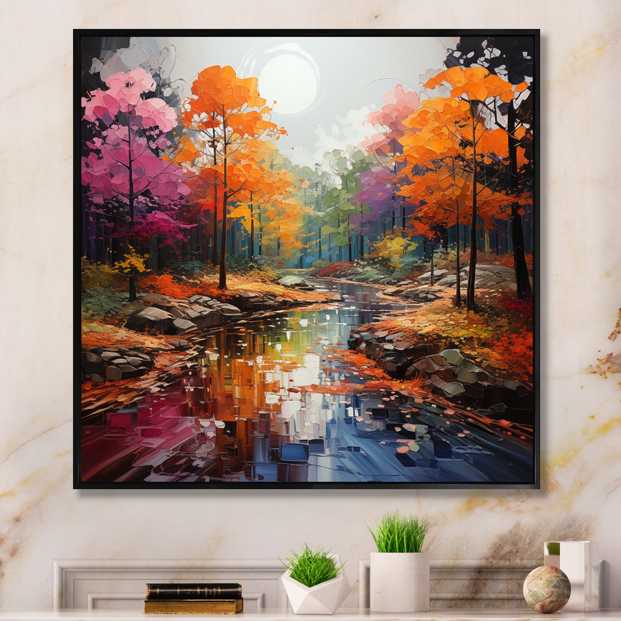 Designart "Colorful Neo Primal Forest composition II" Forest Floater ...