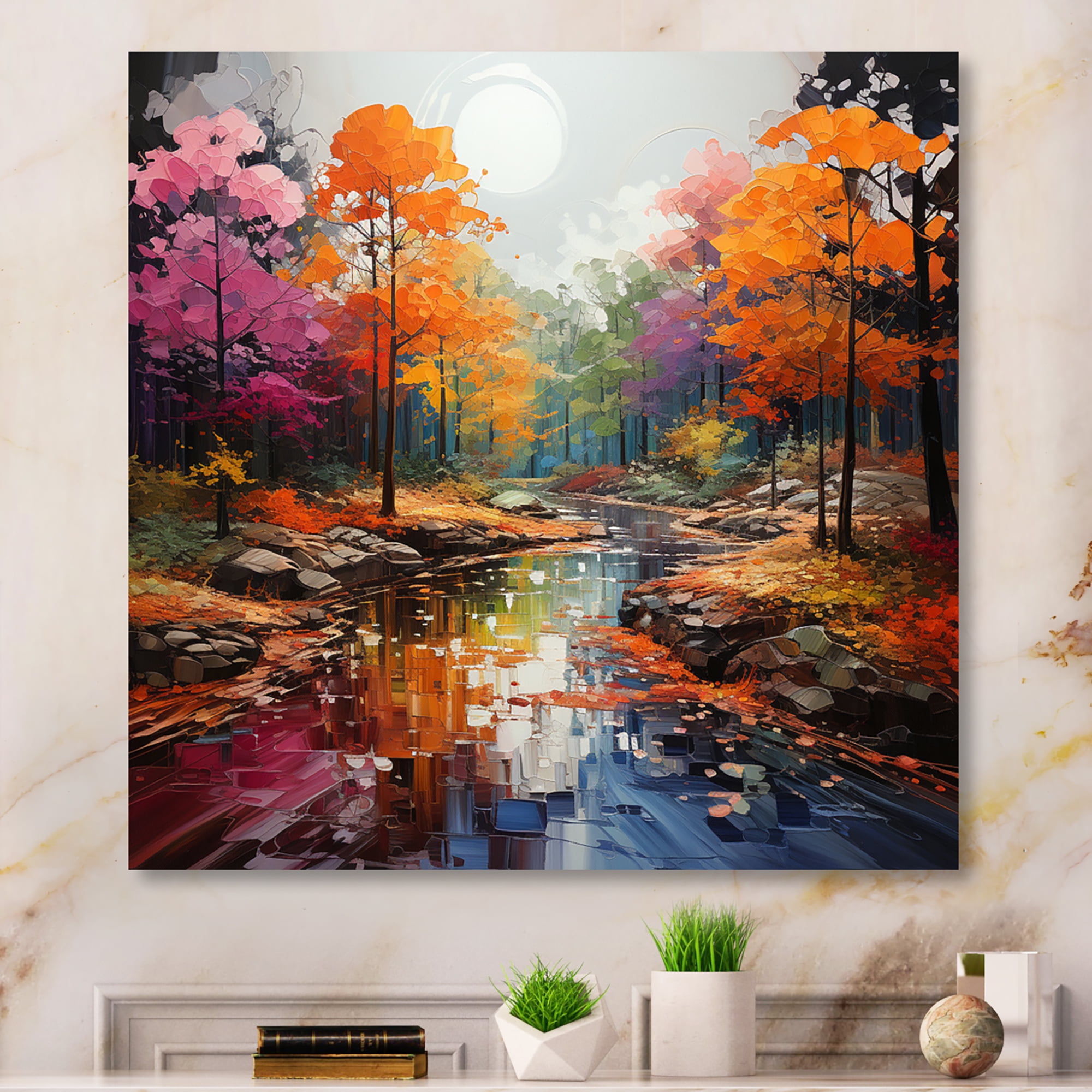 Designart "Colorful Neo Primal Forest composition II" Forest Wall Decor ...