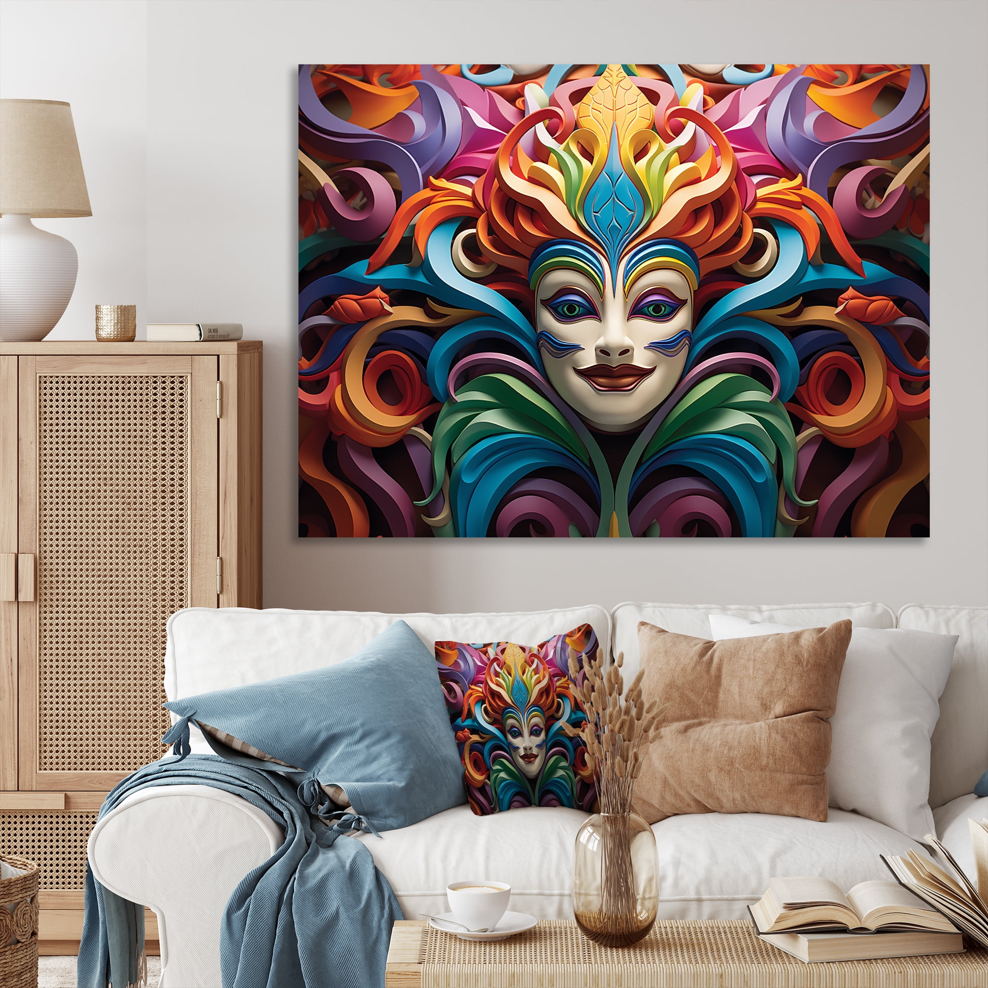 Designart "Colorful Opera Mask Ensemble" People Wall Art - Global Pink ...