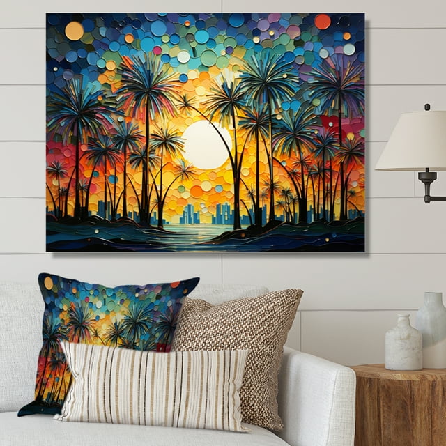 Designart "Colorful Palm Trees composition I" Palm Trees Wall Art ...
