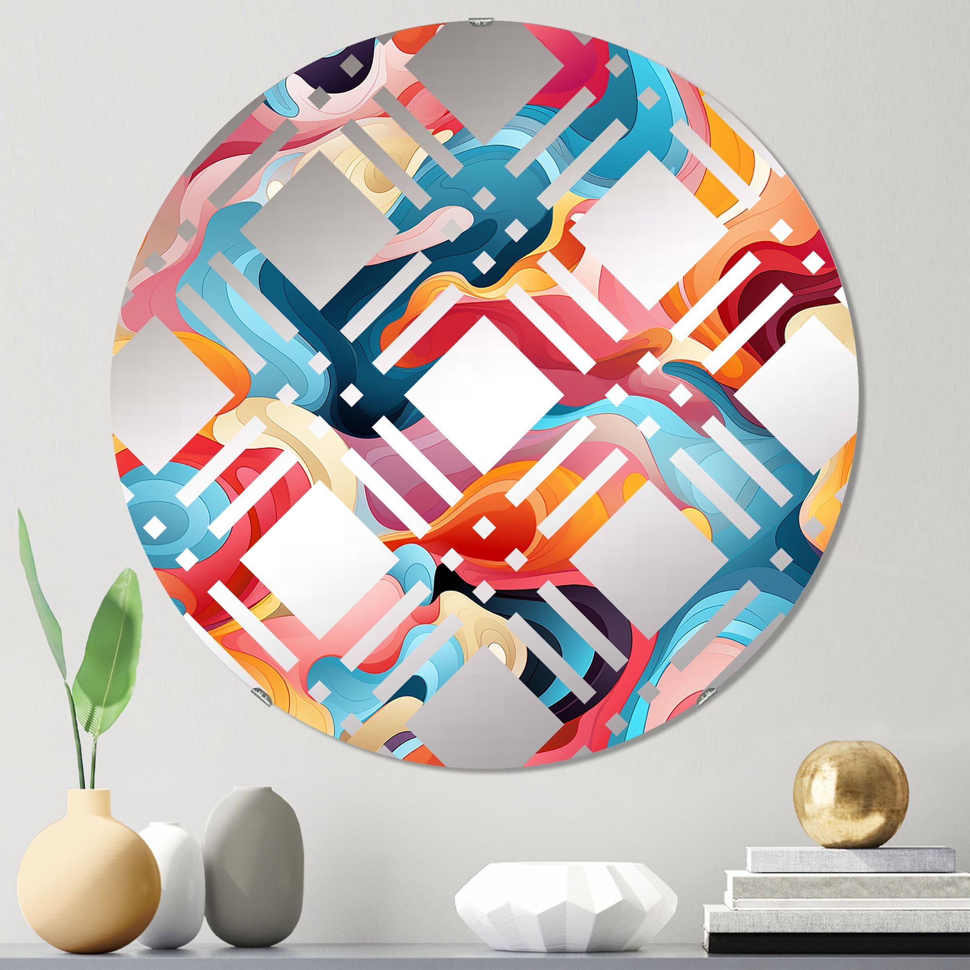 Designart "Colorful Playful Mirage in Pop Art Style I" Pop Art Plaid ...