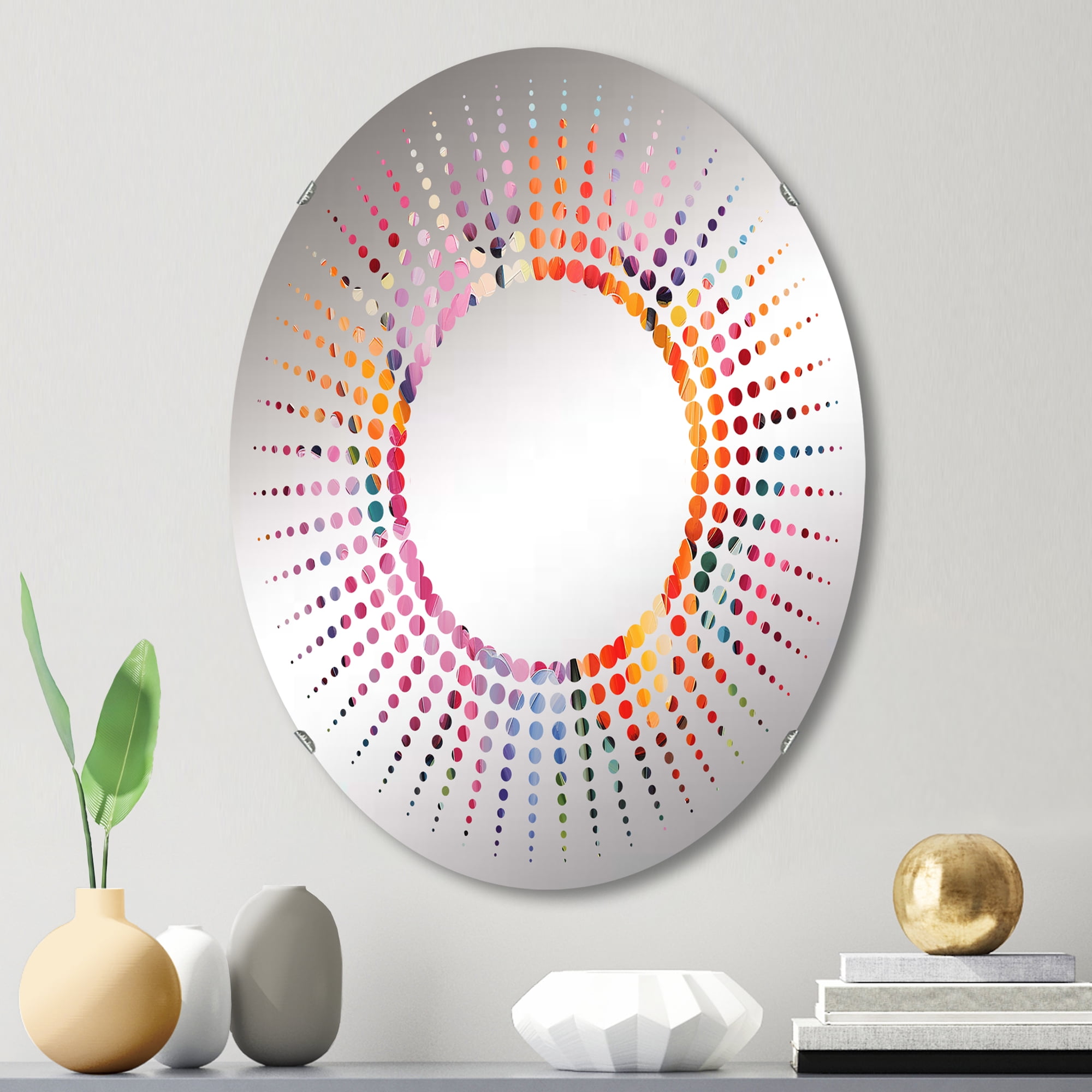 Designart "Colorful Tulip Array II" Tulips Starburst Round Wall Mirror ...