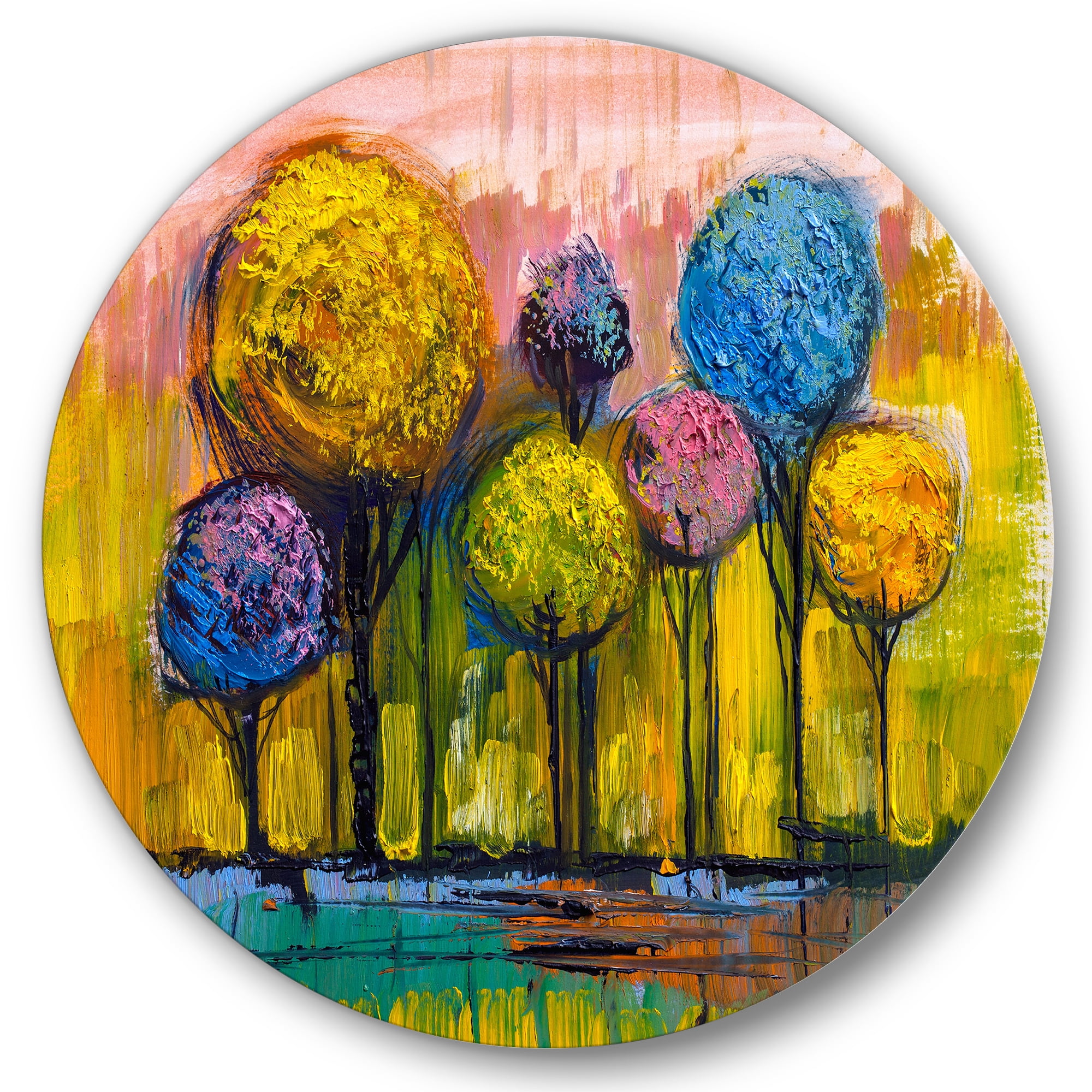 Free Shipping! Designart Modern Landscape Art Green Circle Metal Wall ...