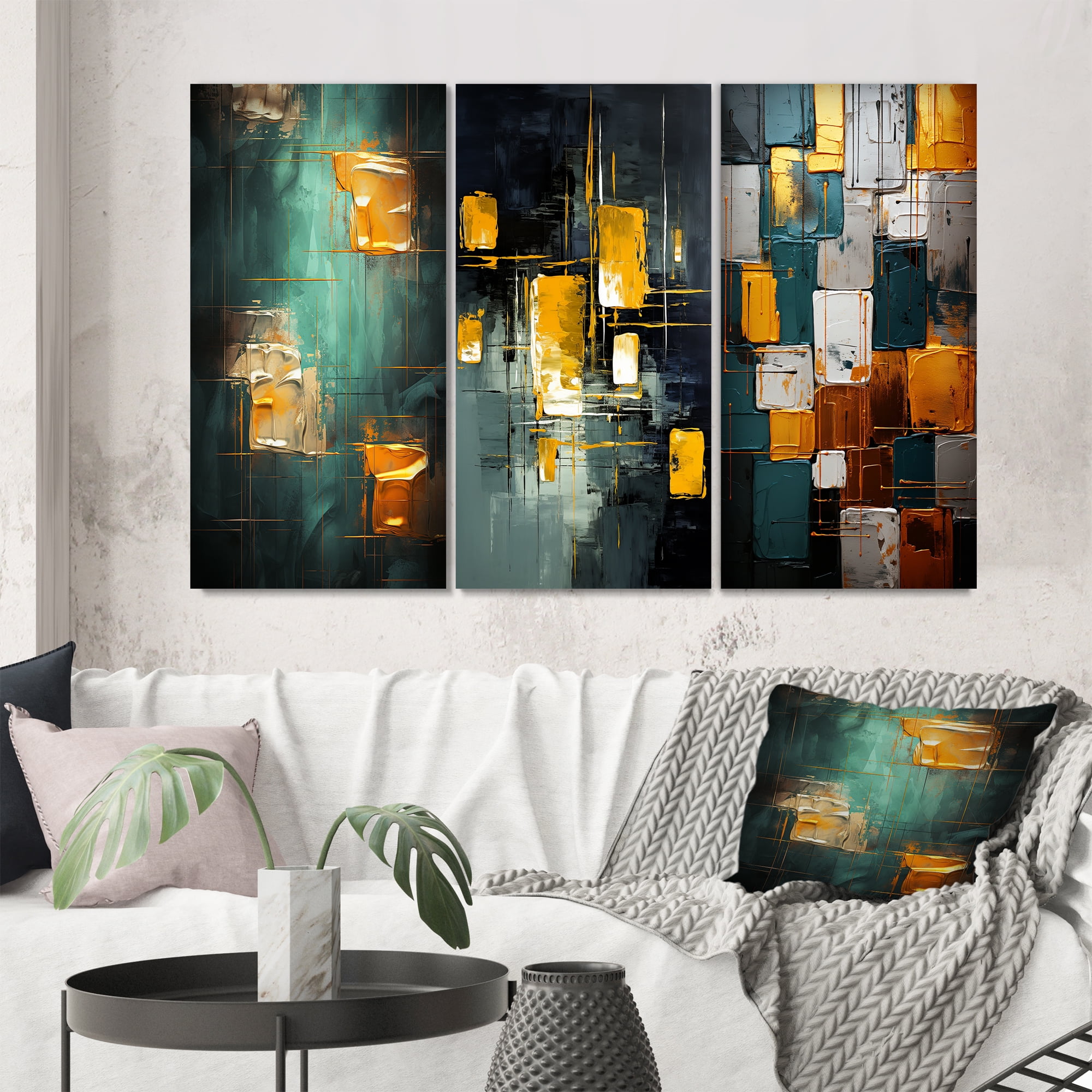 Designart "Comfort in Glory Blue Abstract Expressionism V" Abstract ...